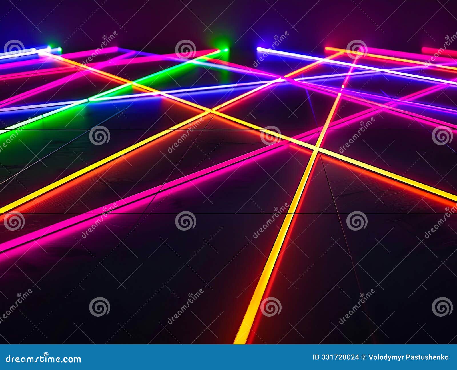 A Group of Neon Lights that are on a Black Surface Stock Illustration ...