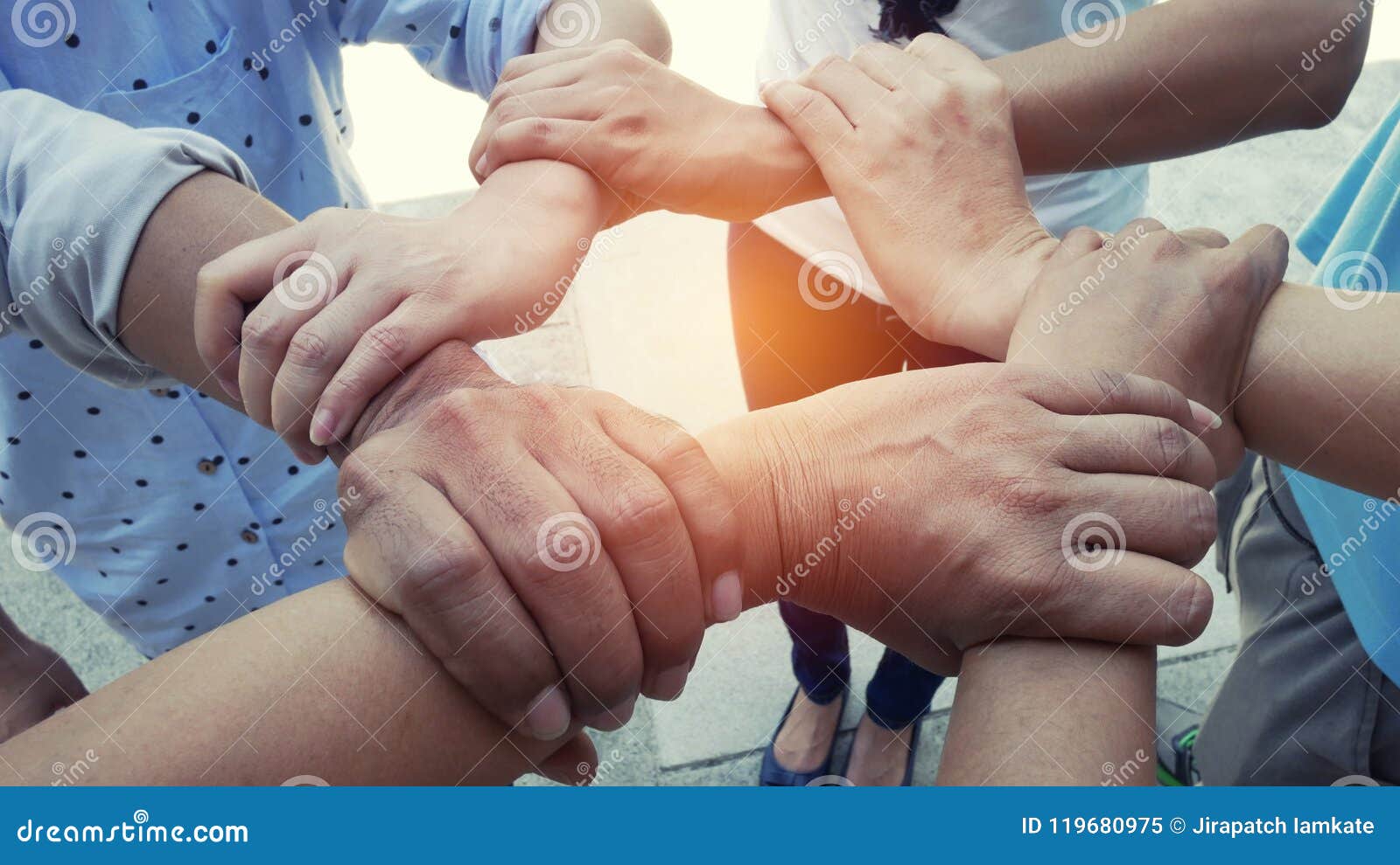 Group of New Generation Hands Together Expressing Positive , Tea Stock ...