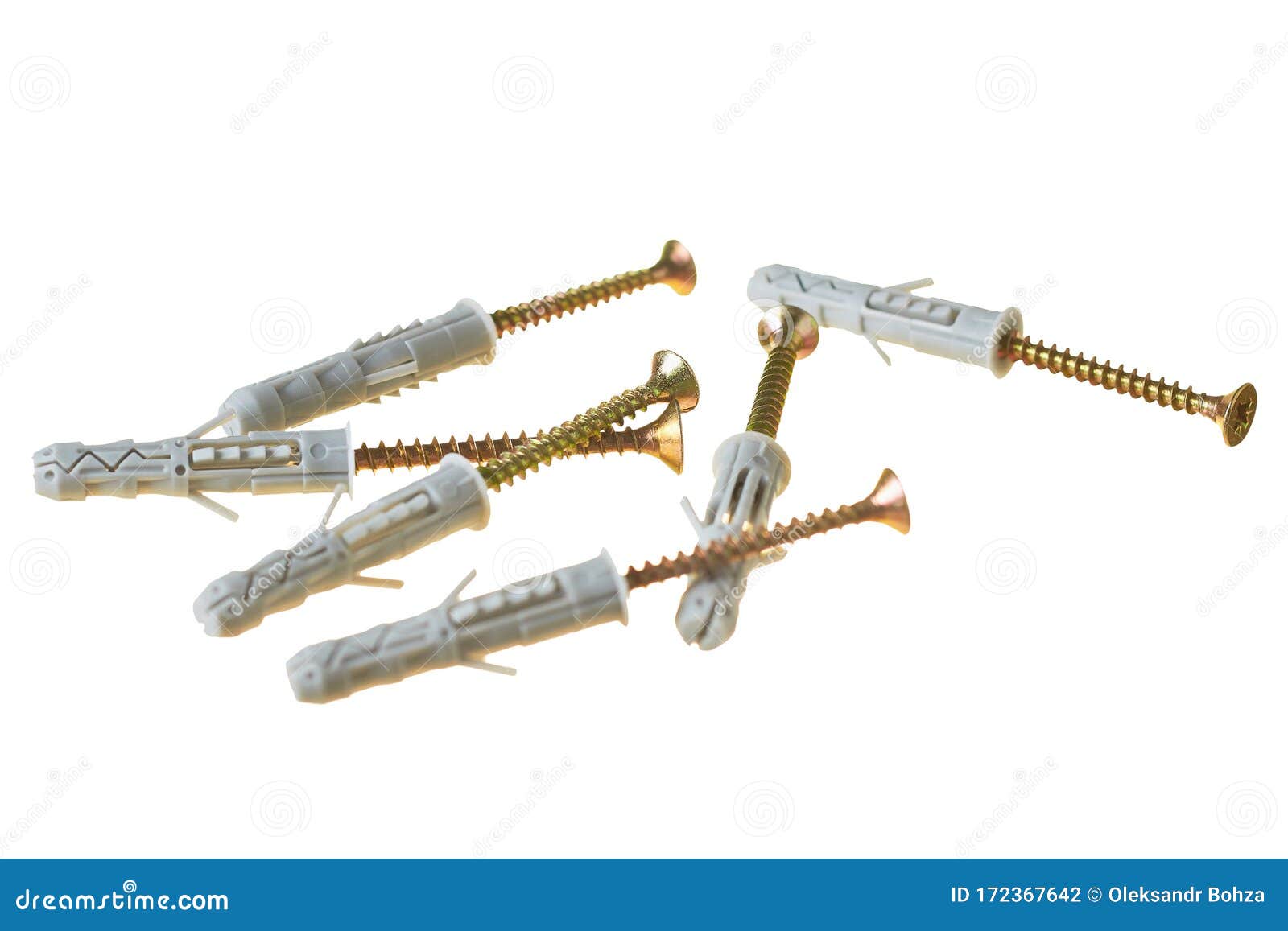 Group of New Modern Dowels for Fixing Any Objects on Wall Isolated on ...