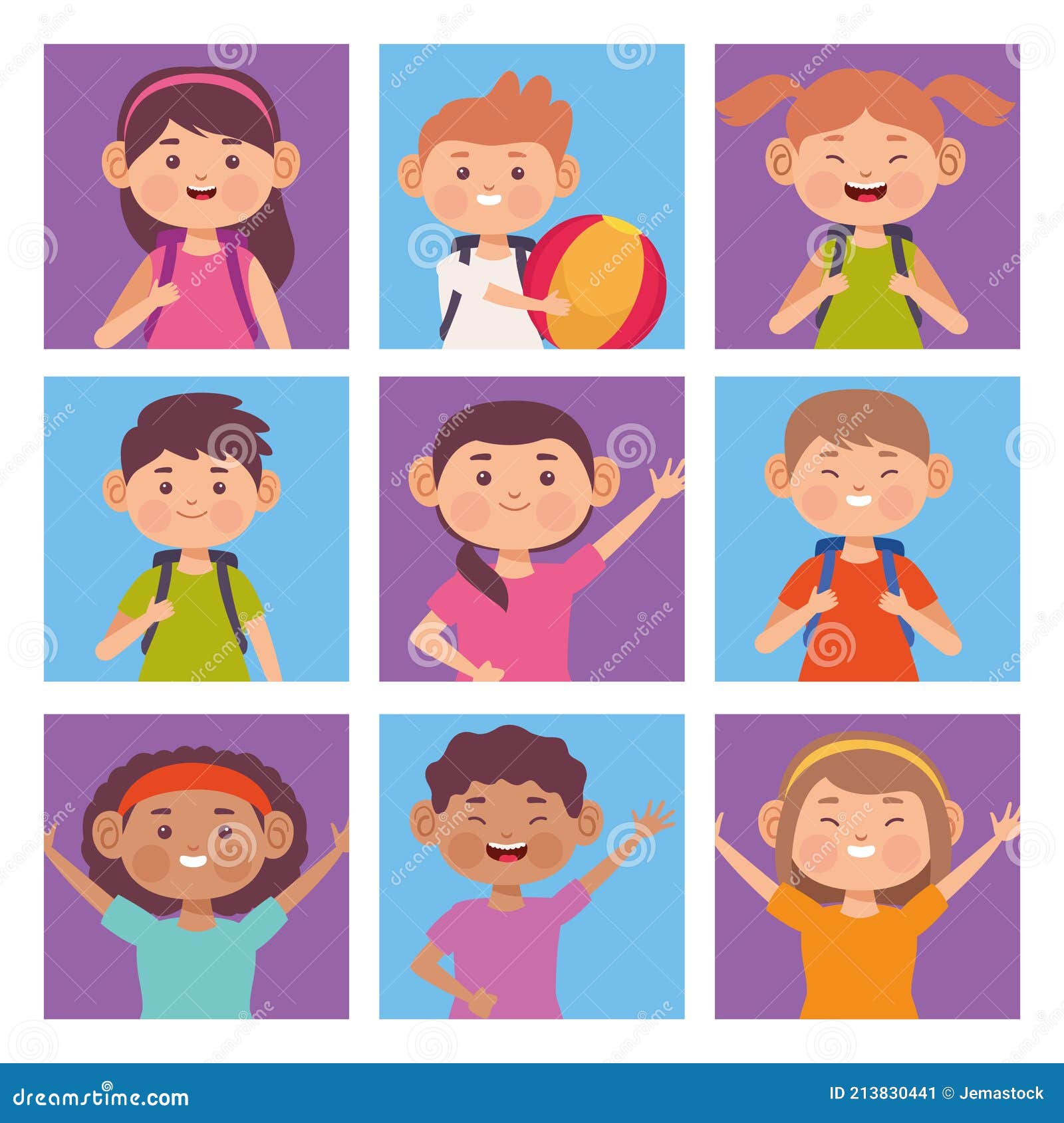 Group nine kids stock vector. Illustration of kids, afro - 213830441