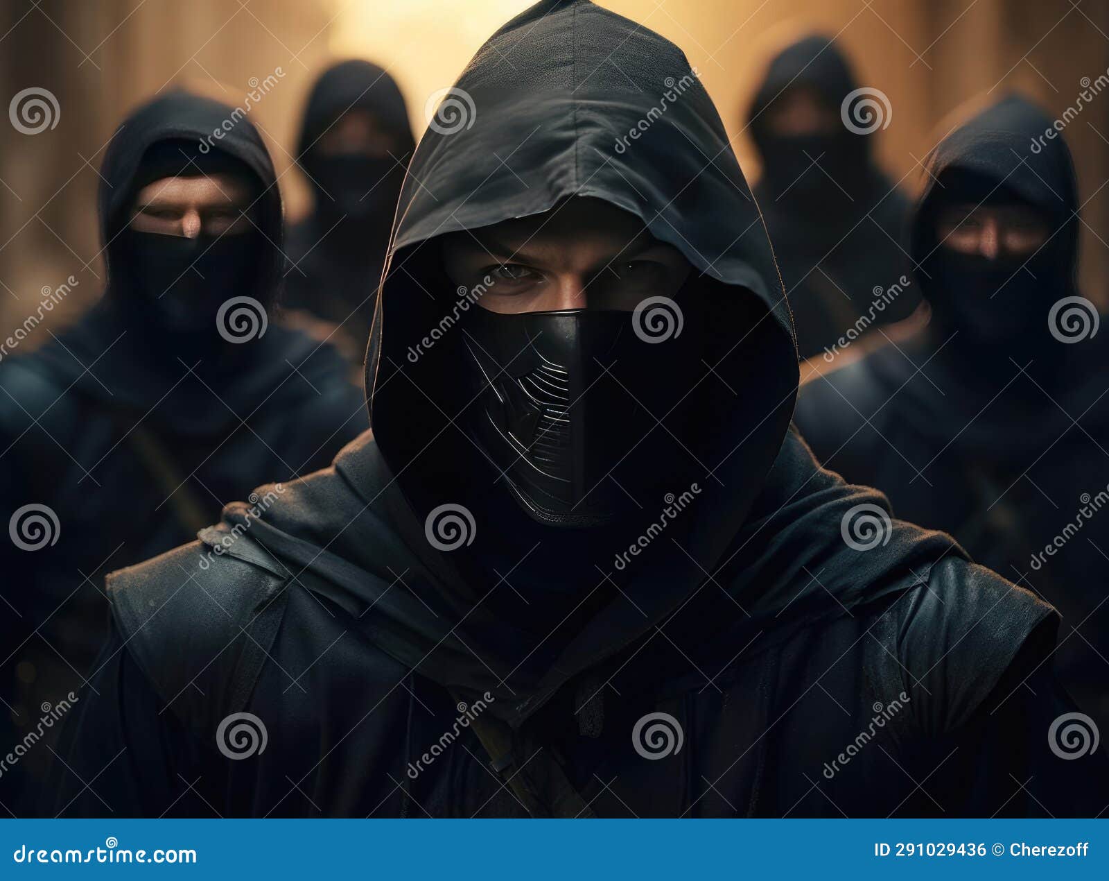 A Group of Ninjas in Black Clothes Stock Photo - Image of information ...