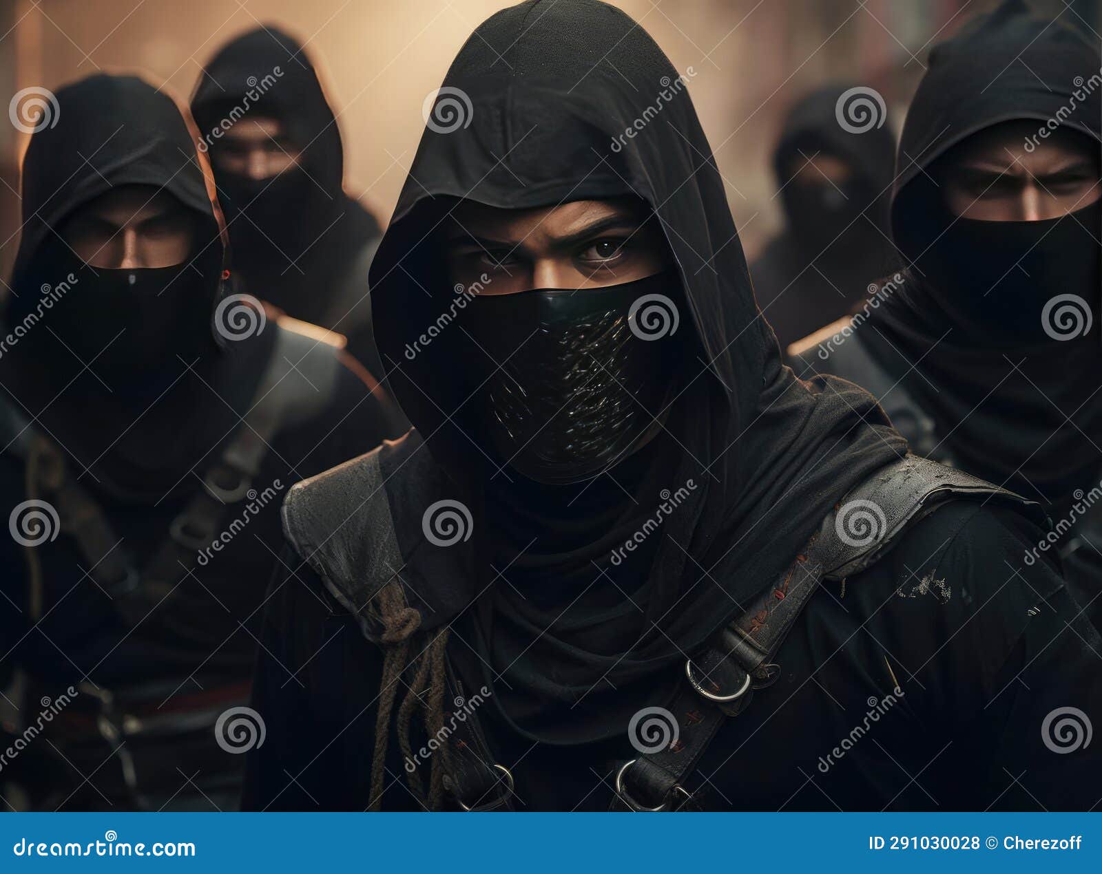 A Group of Ninjas in Black Clothes Stock Photo - Image of japan, people ...
