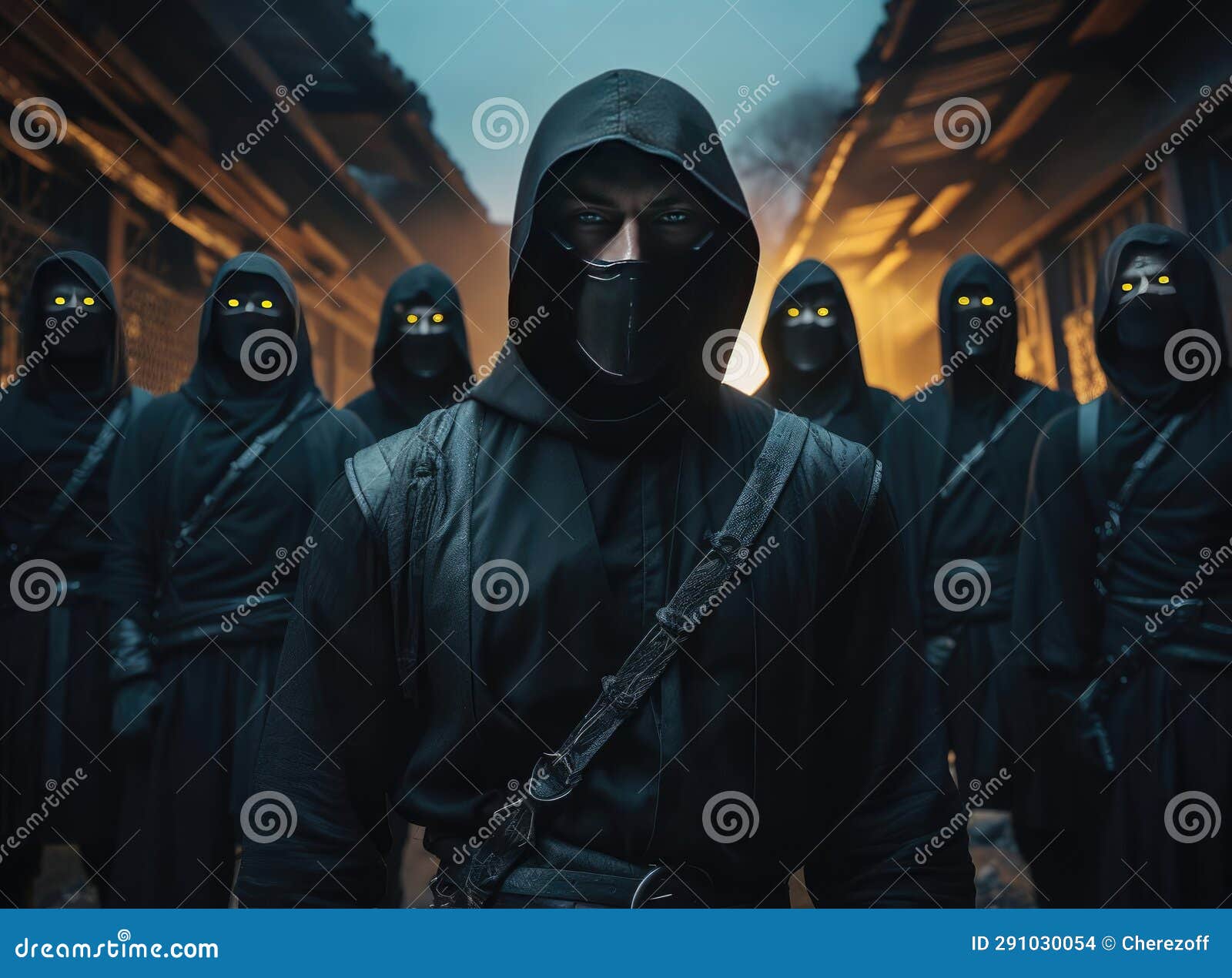 A Group of Ninjas in Black Clothes Stock Photo - Image of secret ...