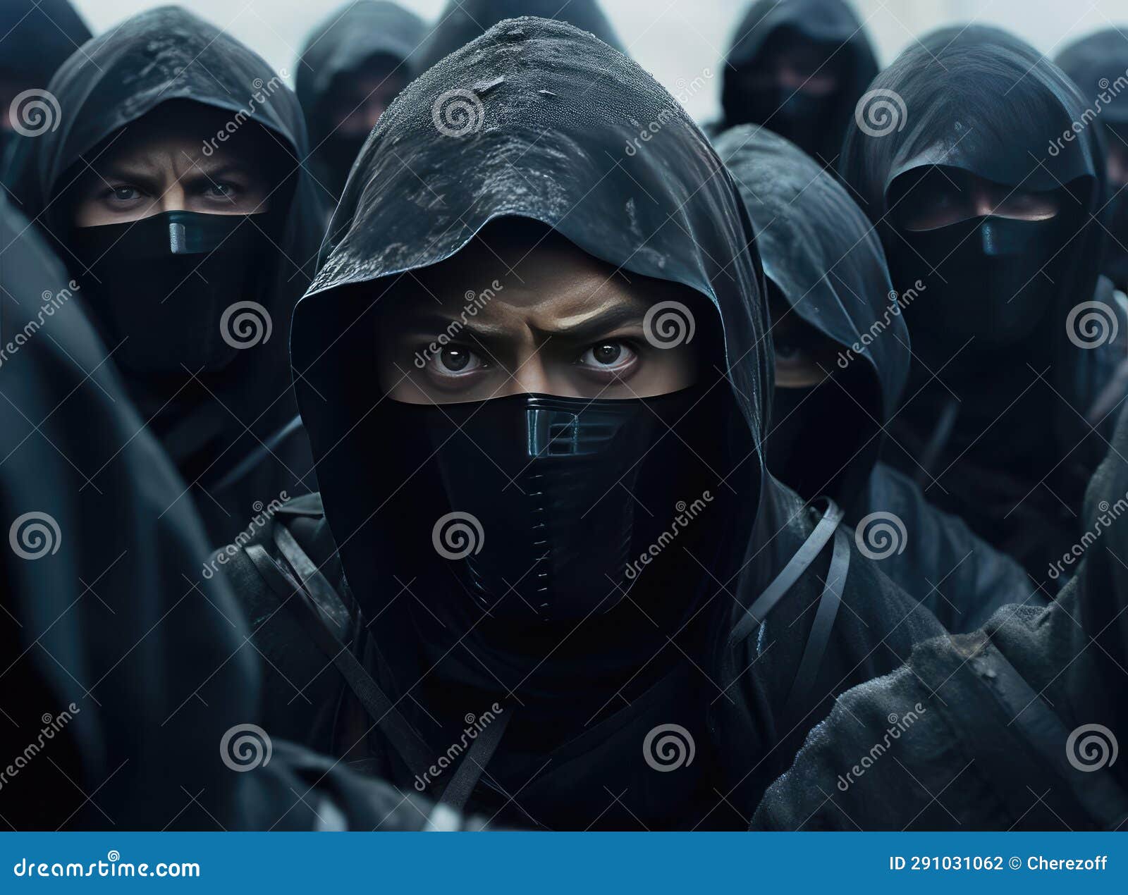 A Group of Ninjas in Black Clothes Stock Photo - Image of clothing ...