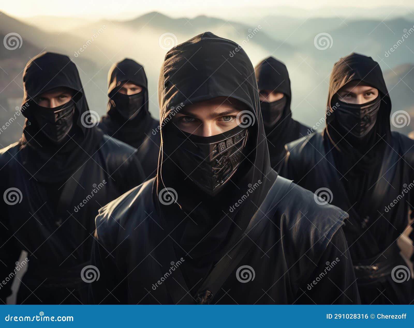 A Group of Ninjas in Black Clothes Stock Photo - Image of ninja, human ...