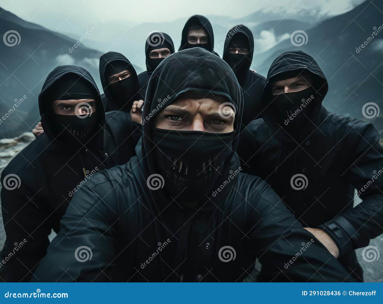 A Group of Ninjas in Black Clothes Stock Photo - Image of person ...