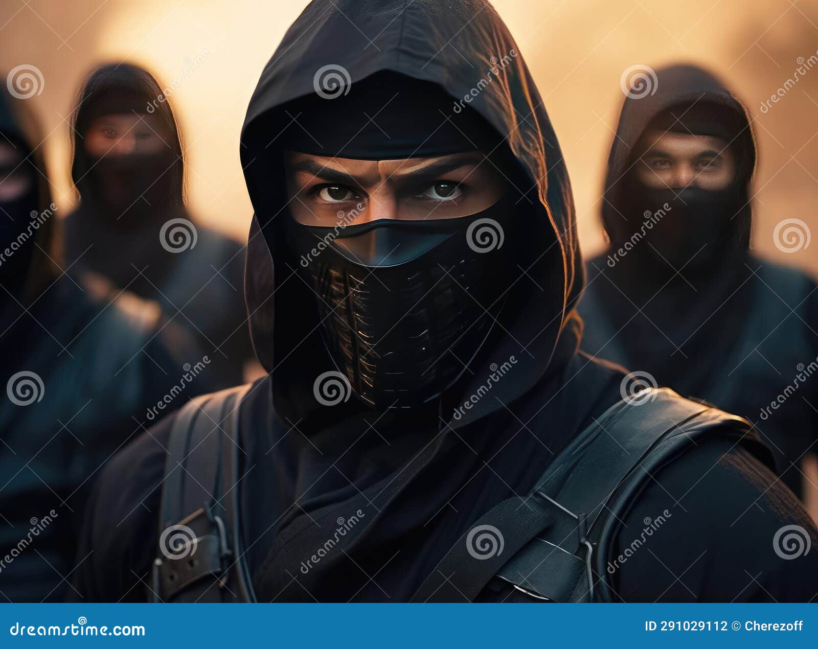 A Group of Ninjas in Black Clothes Stock Photo - Image of intelligence ...