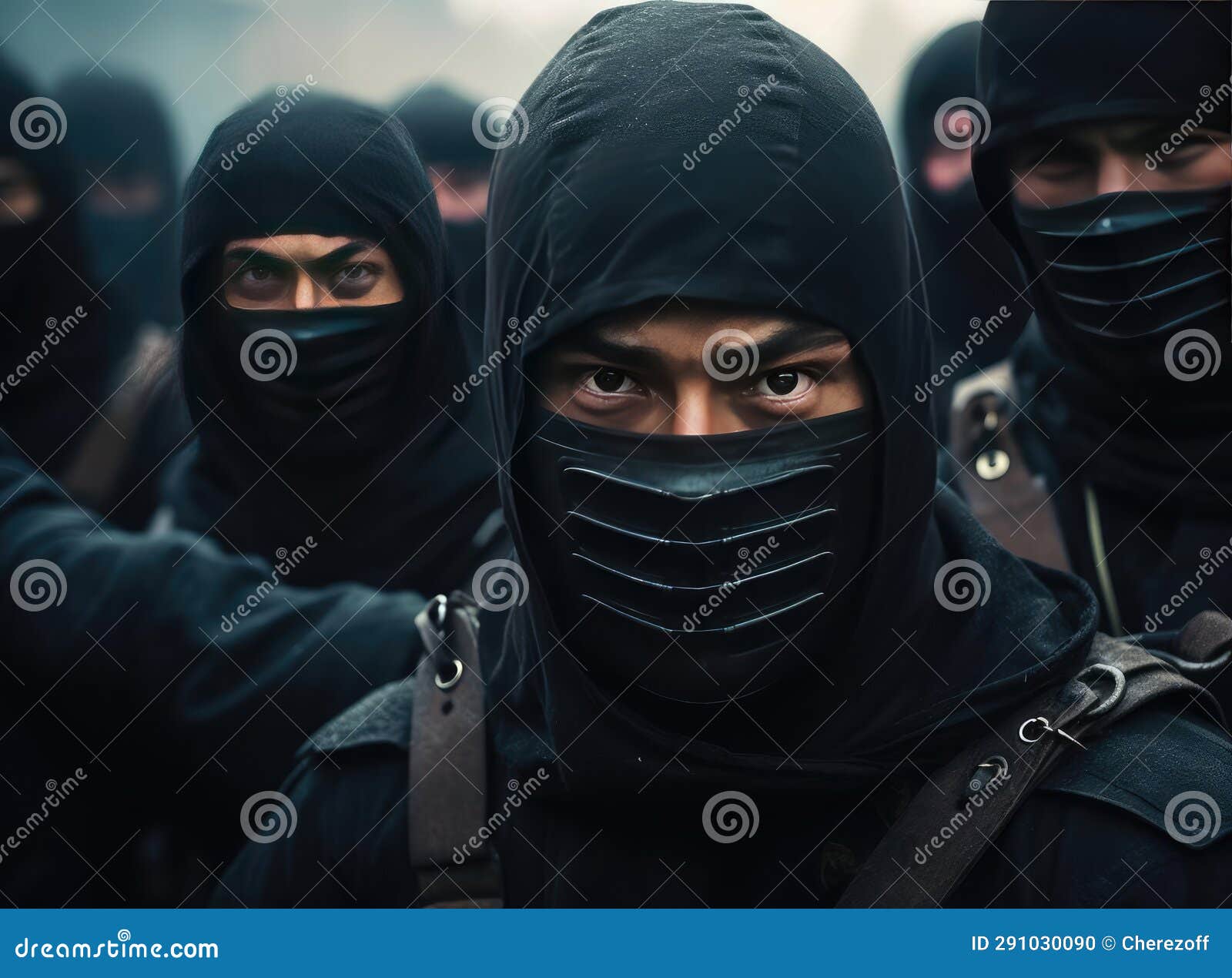 A Group of Ninjas in Black Clothes Stock Photo - Image of black ...