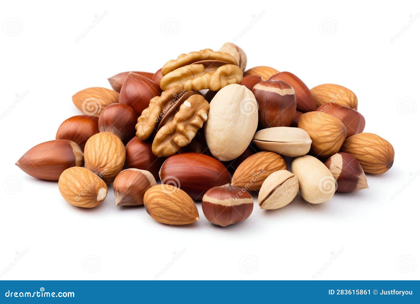 Group of Nuts Isolated on White Background. Generative Ai Stock ...