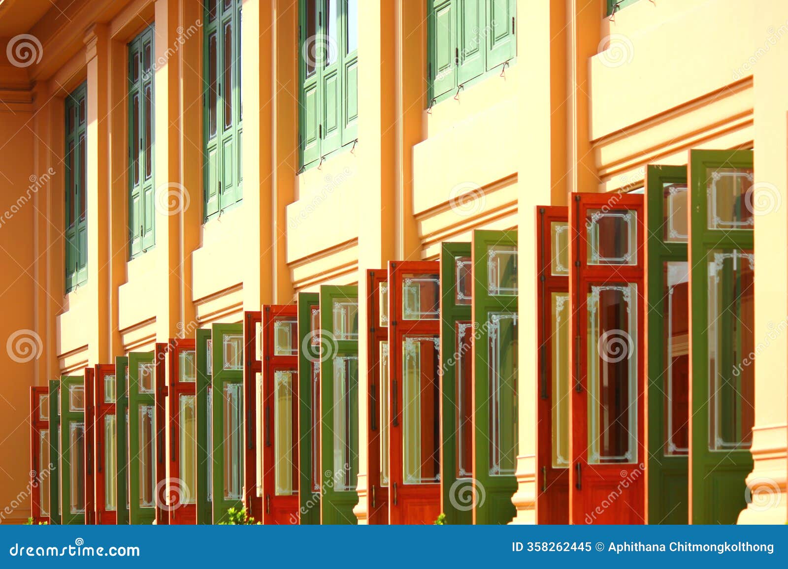 Group of Object. Wooden Windows Frame Retro Design in an Old Building ...