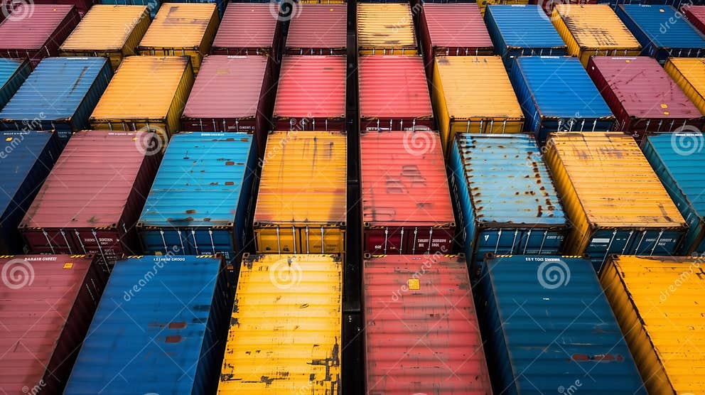 Group of Objects Container Warehouse and Cranes Load Unloading Stacking ...