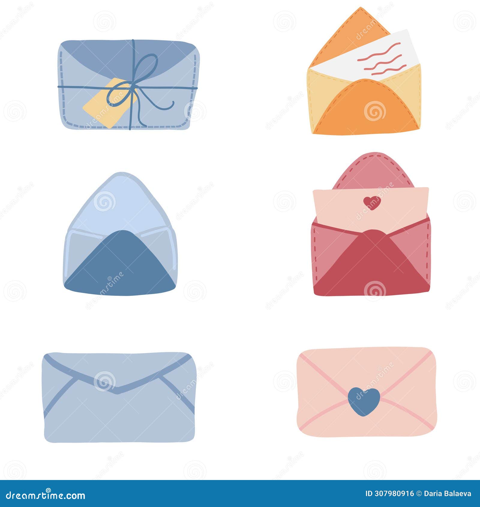 Group of Objects Flat Design Types of Letters Mail Stock Vector ...