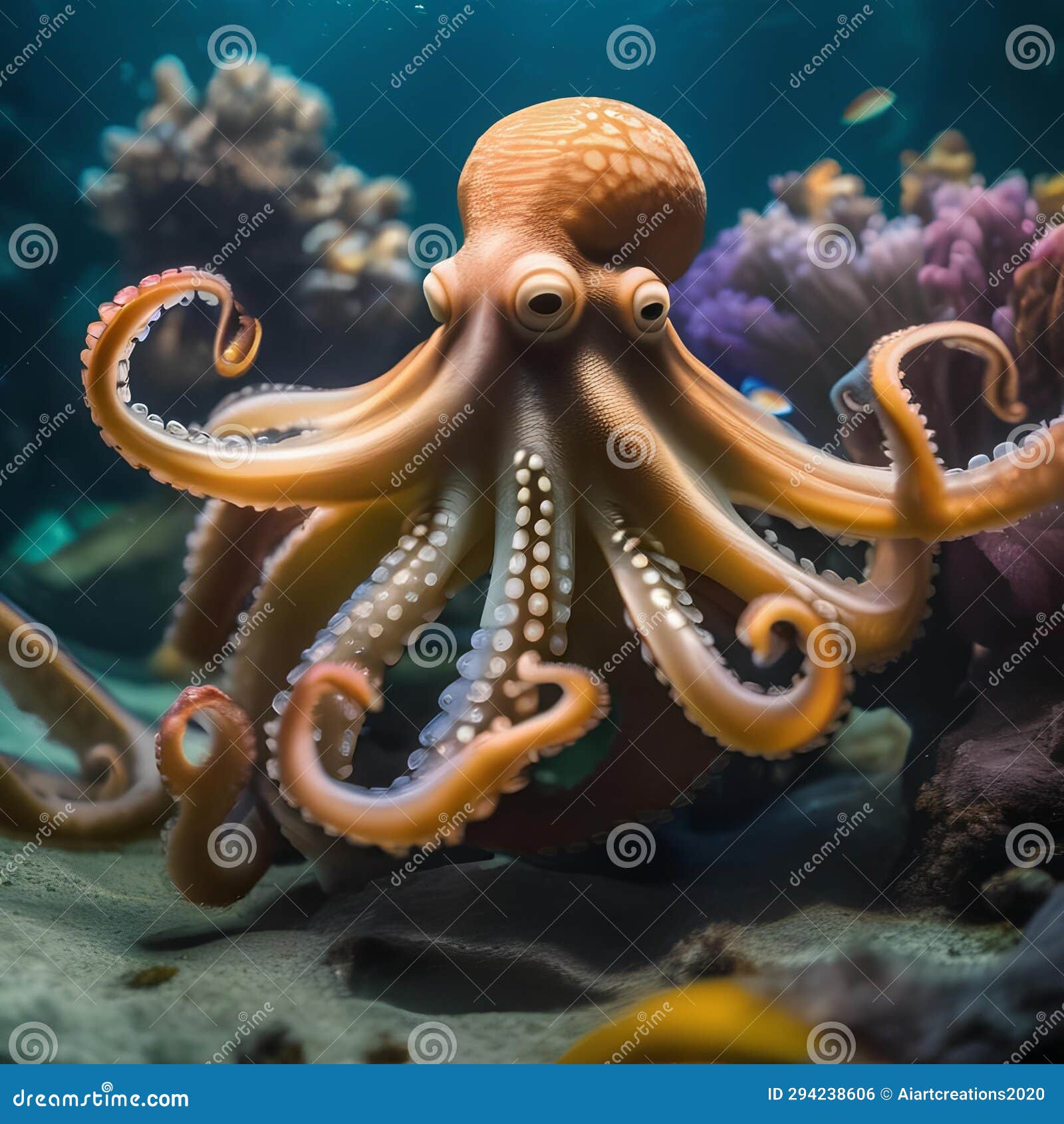 A Group of Octopuses Dancing in Unison Underwater, Creating a ...