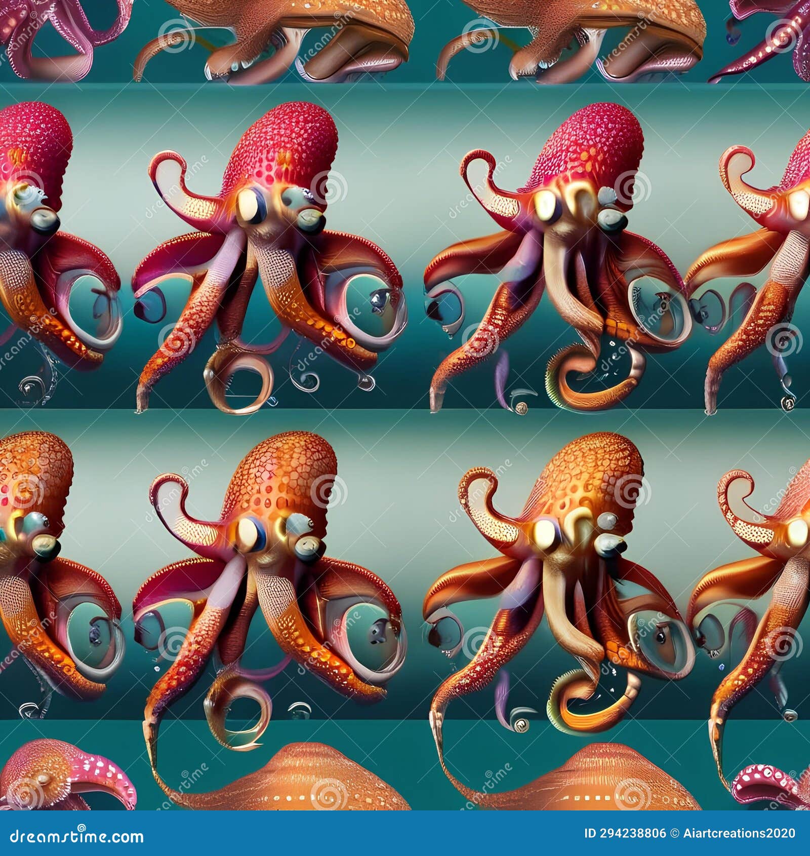 A Group of Octopuses Dancing in Unison Underwater, Creating a ...