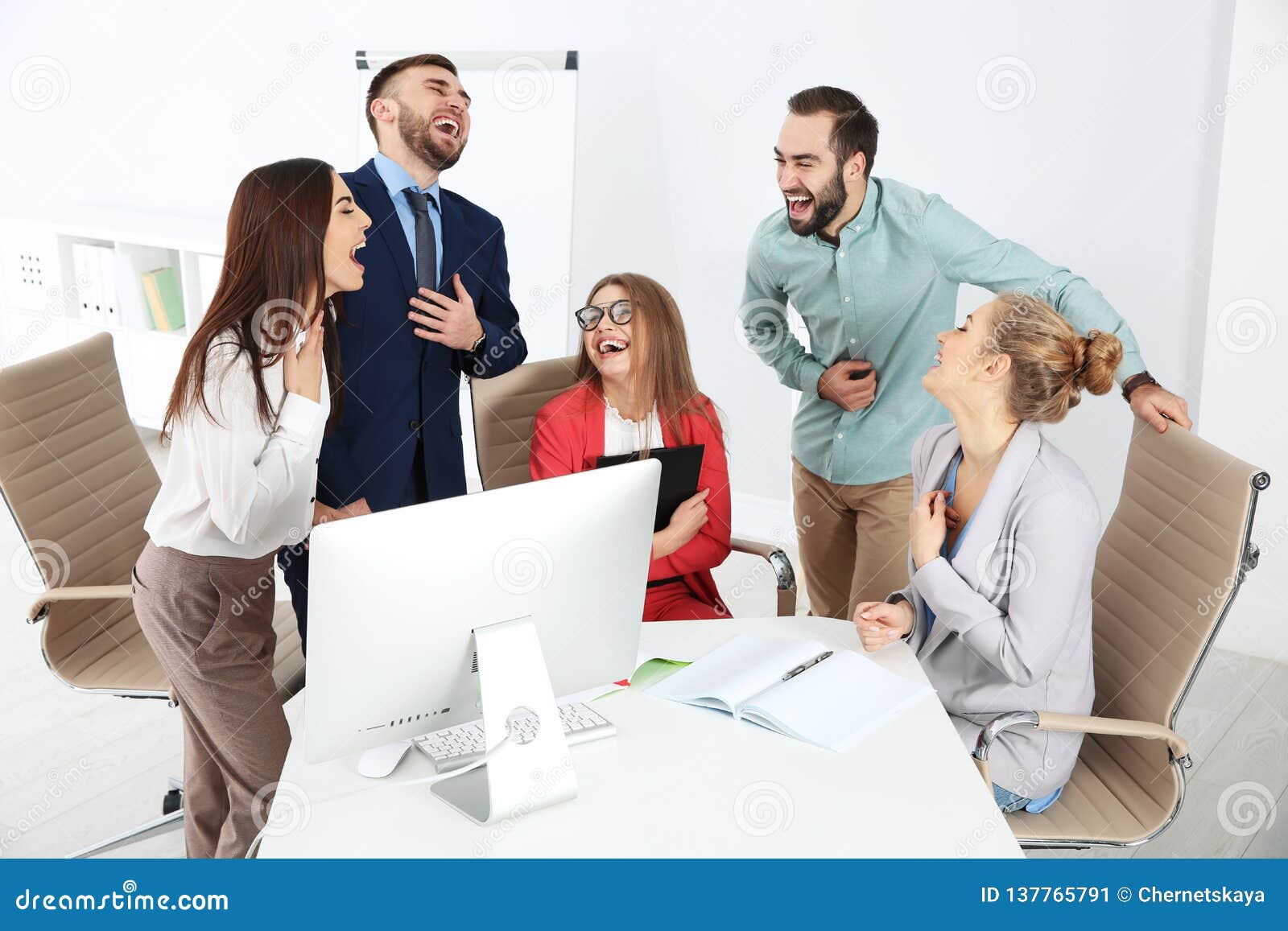 Group of Office Employees Laughing Stock Image - Image of cheerful ...