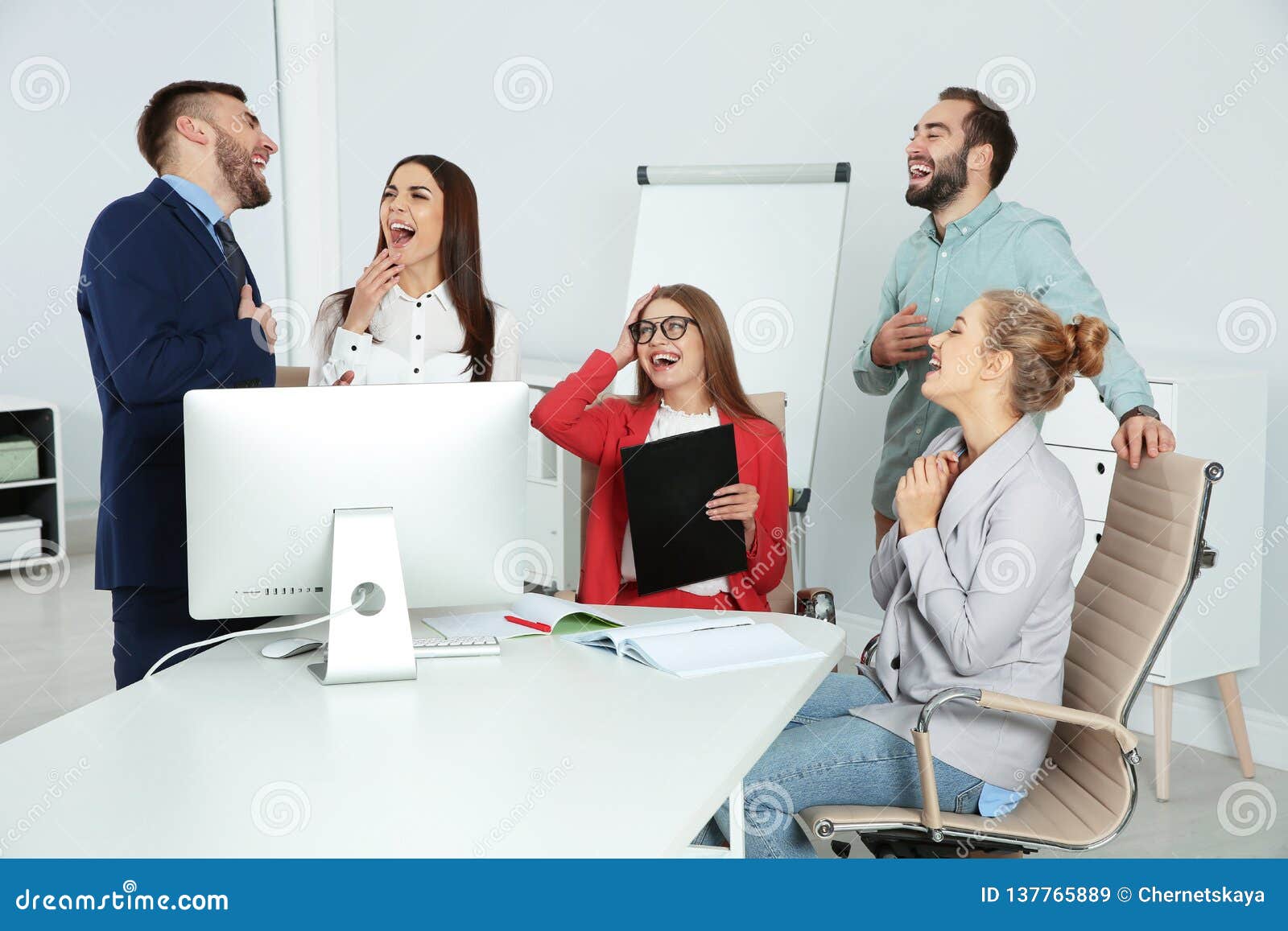 Group of Office Employees Laughing in Room Stock Image - Image of joke ...