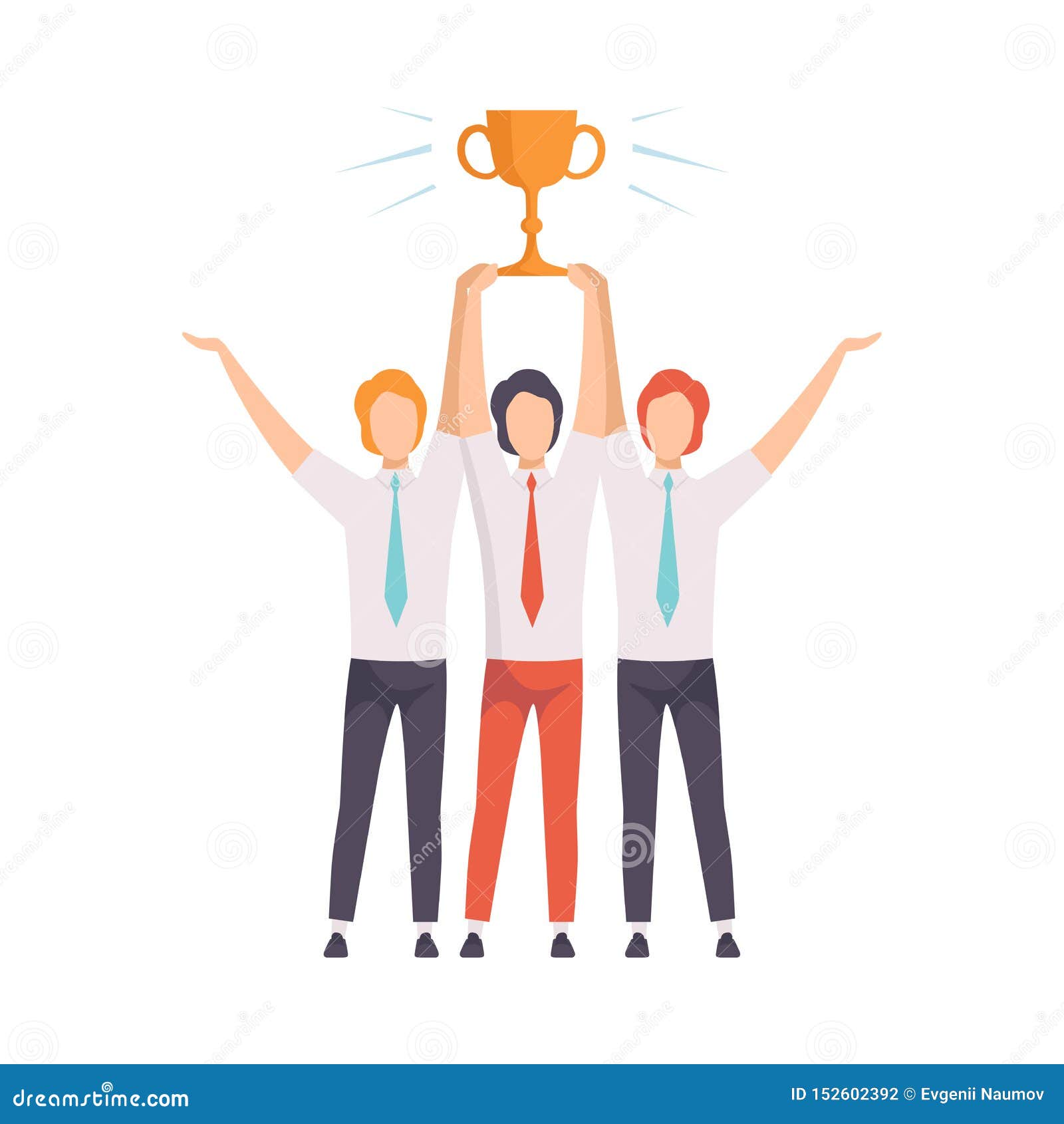 Group of Office Workers Celebrating Victory, Successful Business Team ...