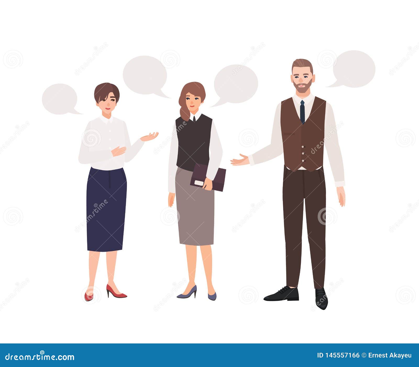 Group of Office Workers or Colleagues Talking To Each Other and Speech ...