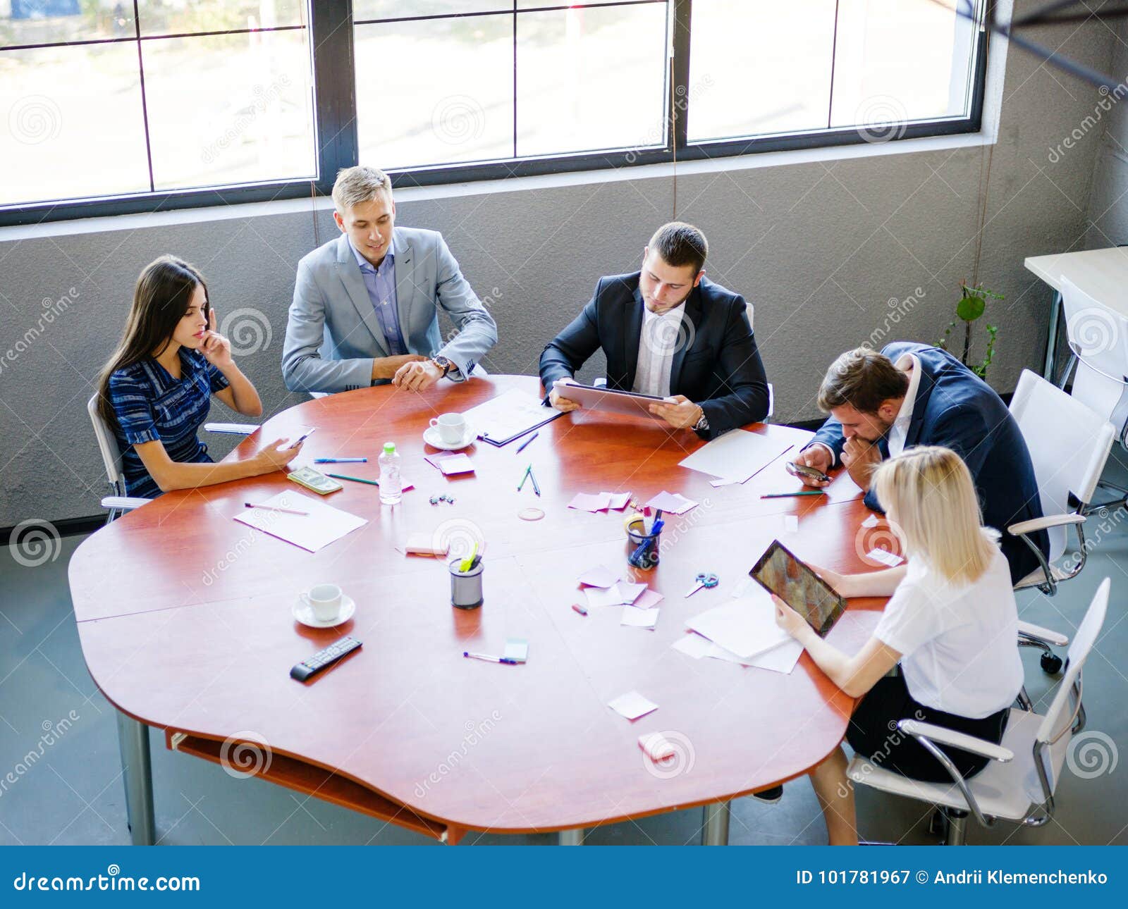 A Group of Office Workers Work at the Desk in the Office Stock Image ...