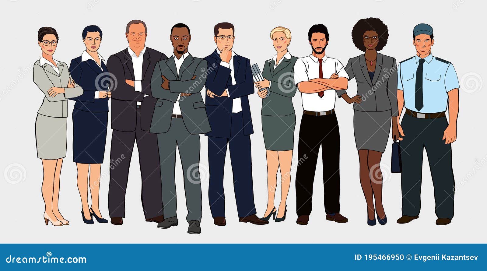 A Group of Office Workers of Different Nationalities. Vector Graphics ...