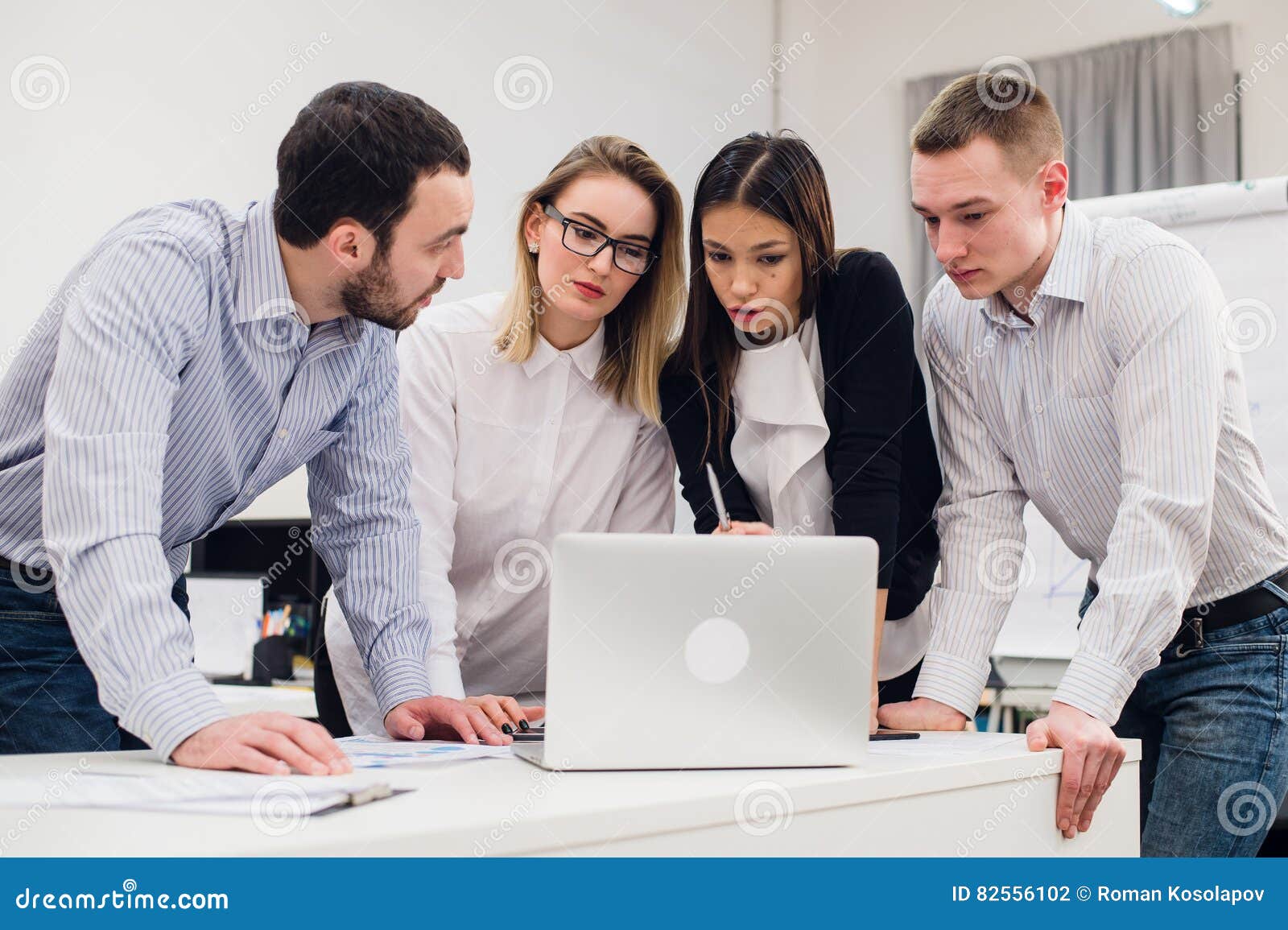 Group of Office Workers Meeting To Discuss Ideas Stock Photo - Image of ...