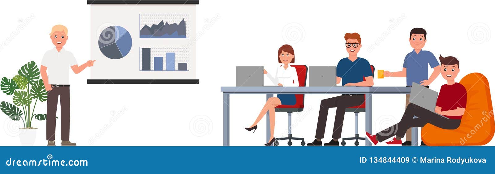Group of Office Workers at the Presentation. Stock Vector ...
