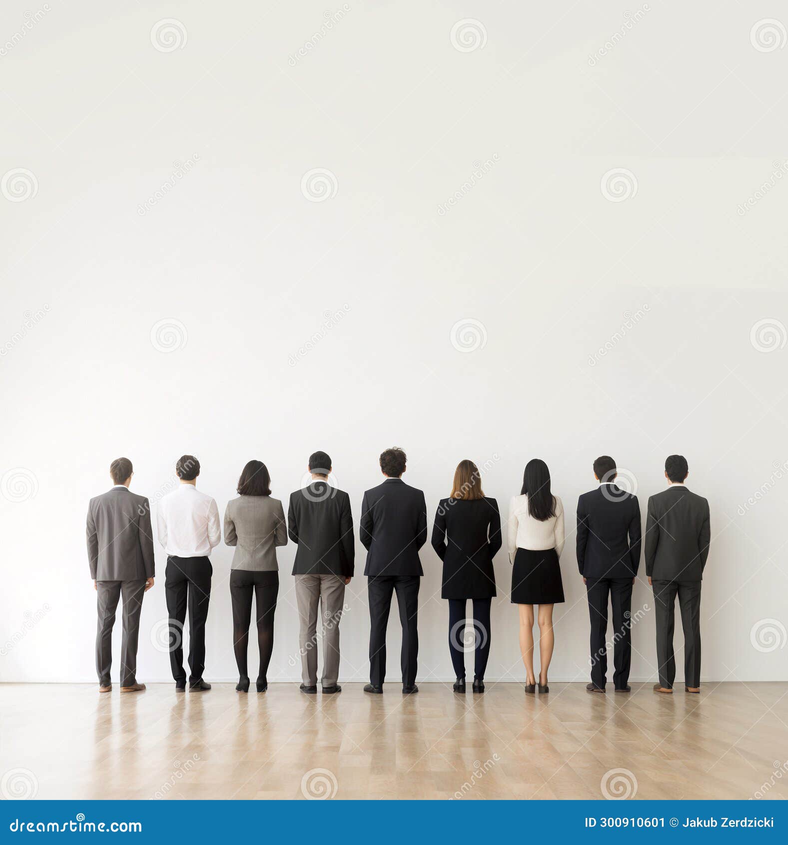 Group of Office Workers Standing with Their Backs Stock Illustration ...
