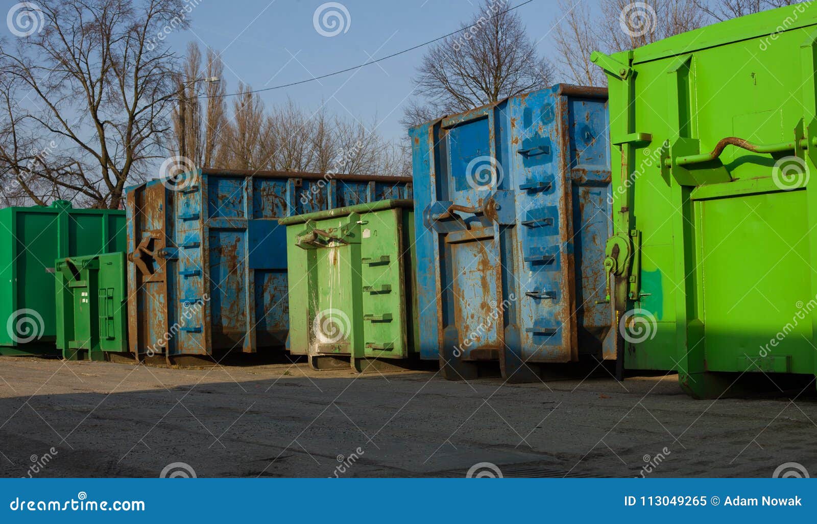 Industrial waste skips. stock image. Image of garbage - 113049265