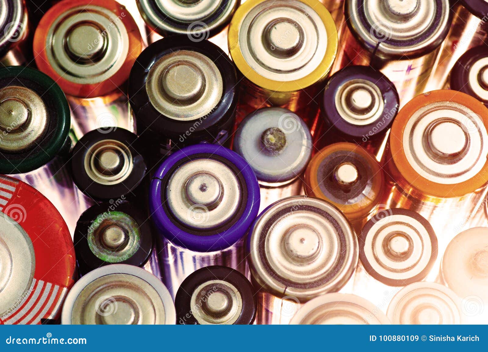 Many various batteries. stock image. Image of close - 100880109