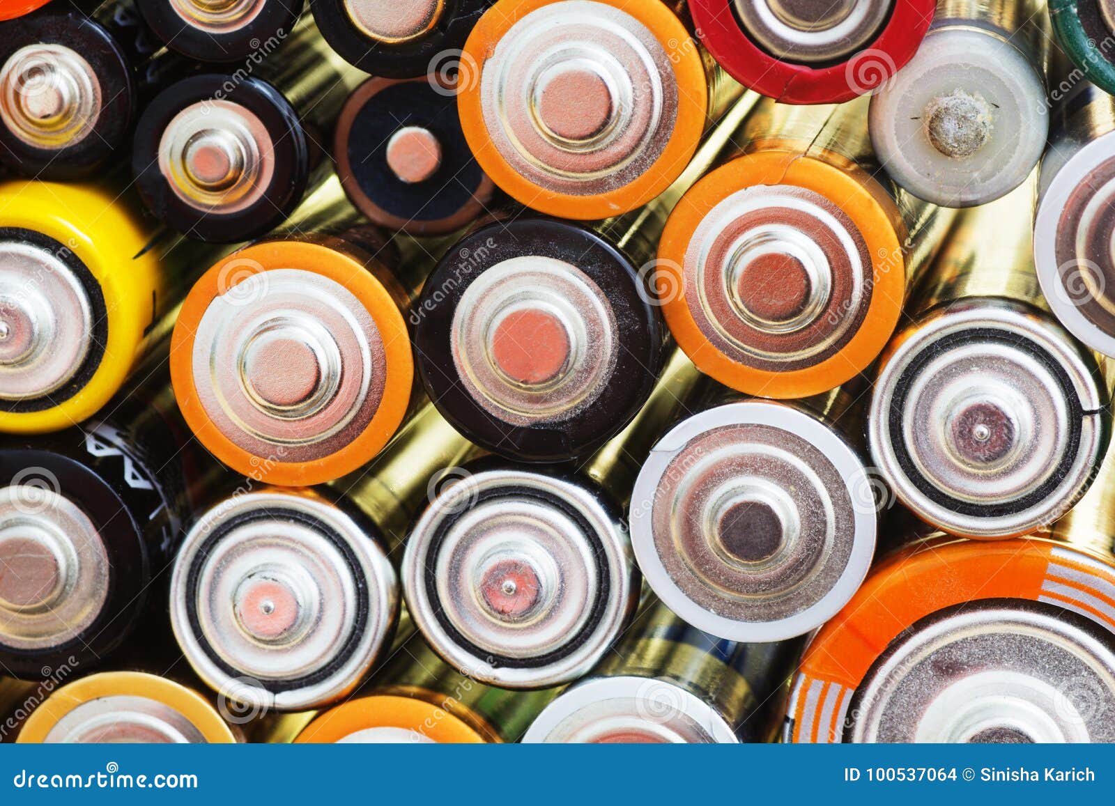 Many various batteries. stock photo. Image of charge - 100537064