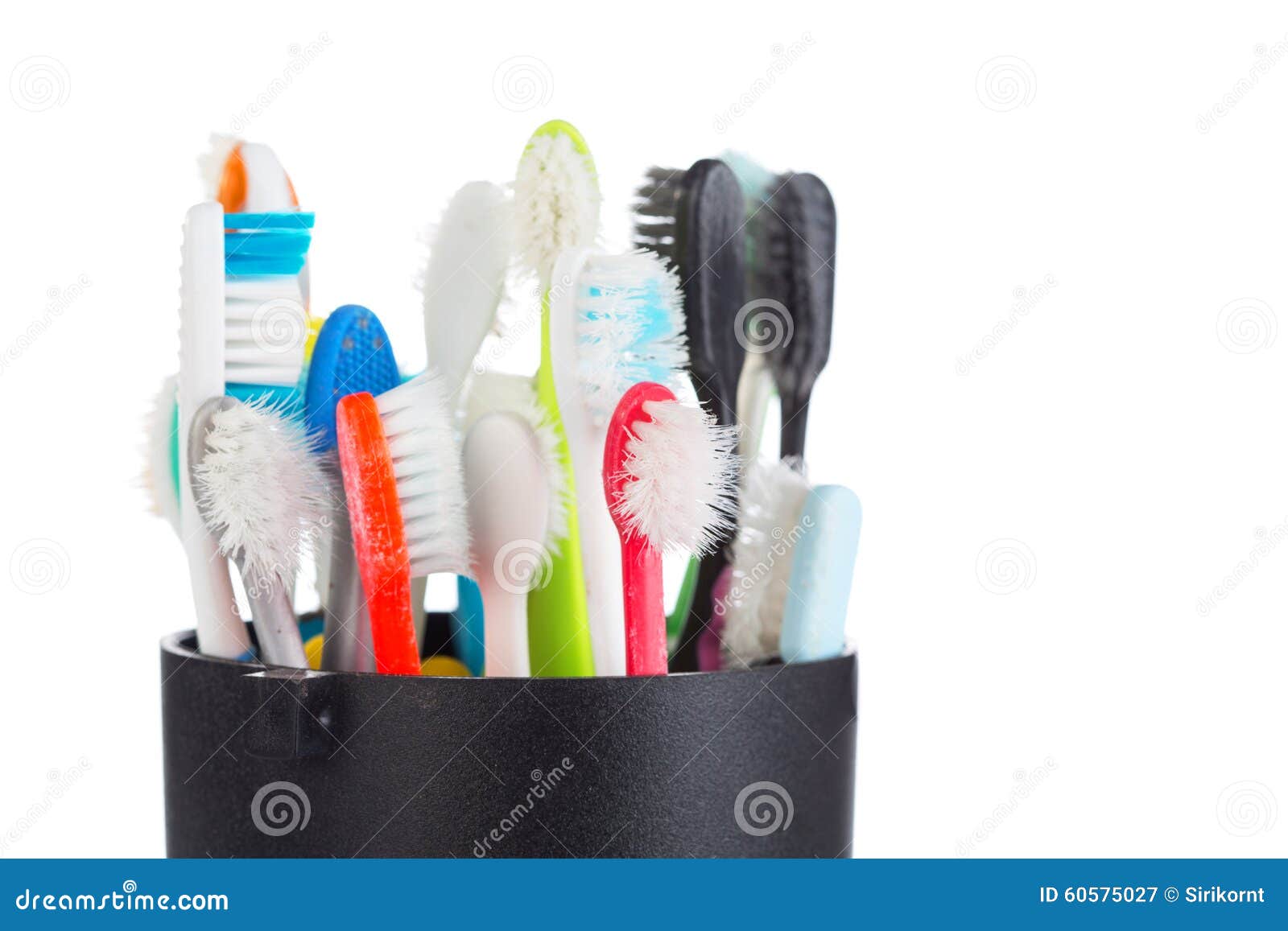 Group of Old and Used Toothbrush in Plastic Cup Stock Image - Image of ...