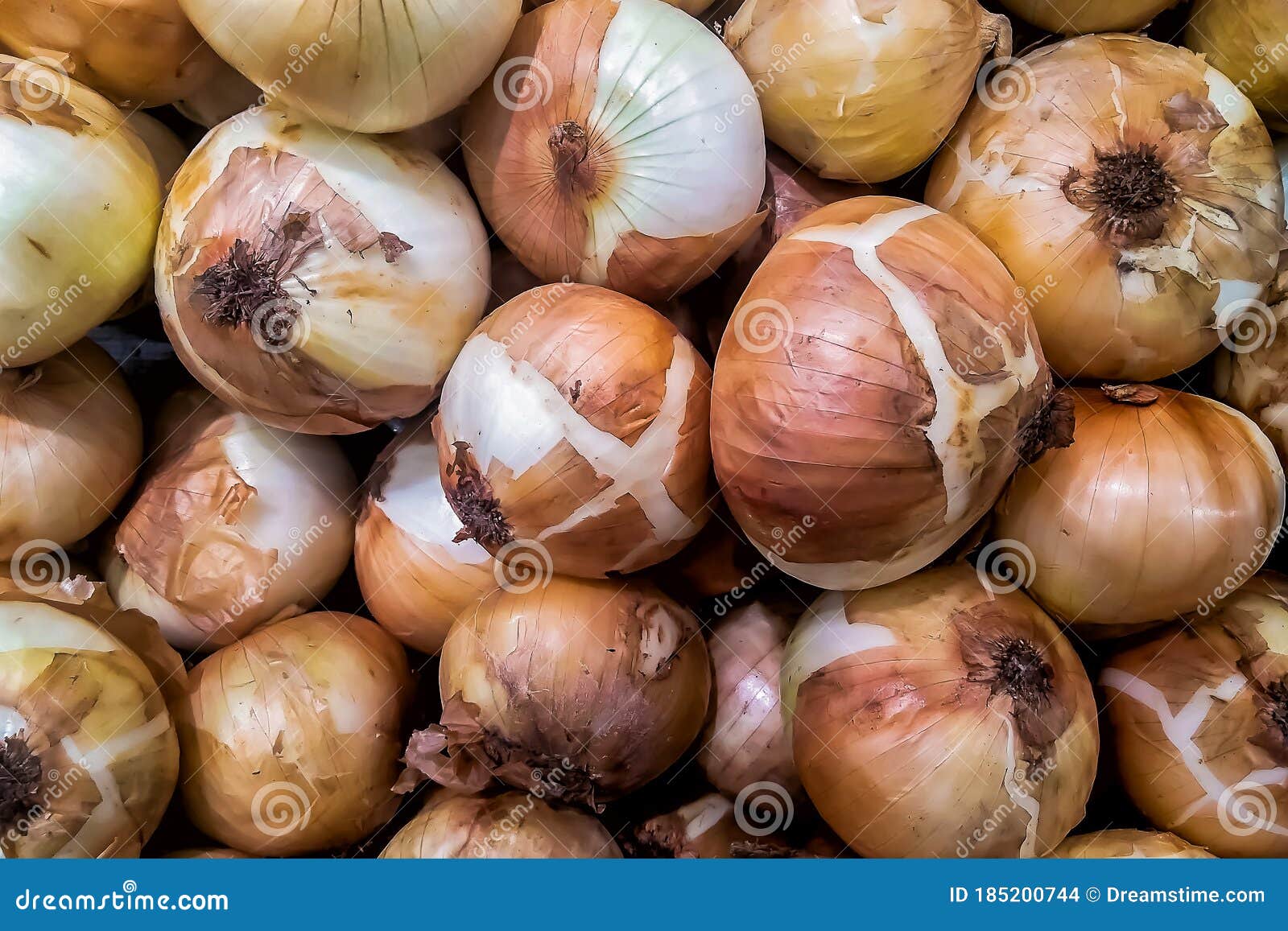 Group of Onion Close Up at Market Place Stock Photo - Image of brown ...