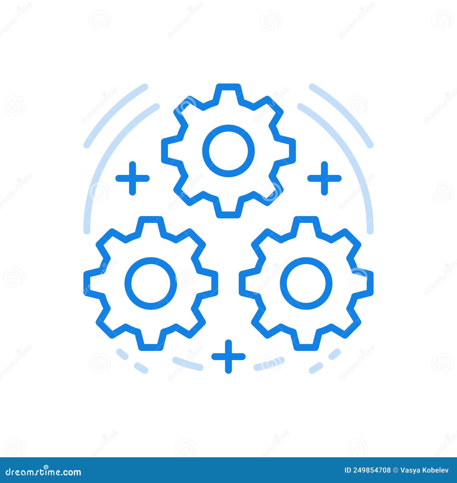 Group Optimization Process Vector Line Icon. Three Gears As Integrity ...