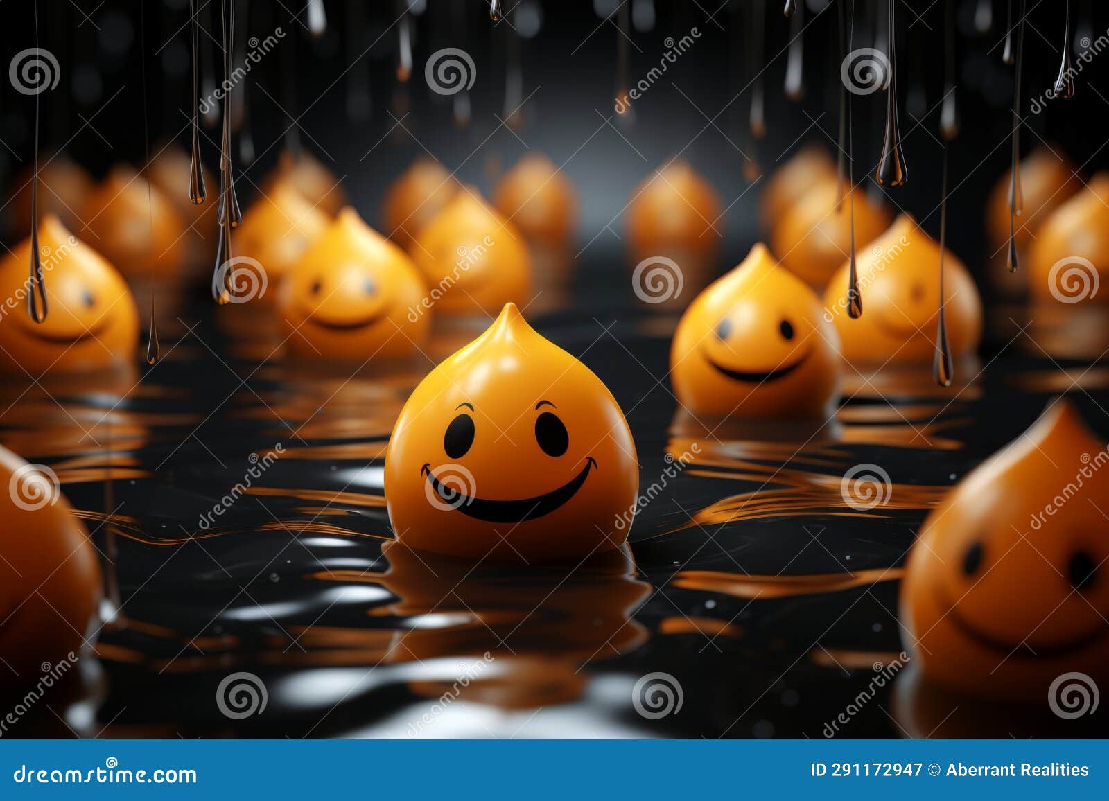A Group of Orange Smiley Faces in the Water Stock Illustration ...