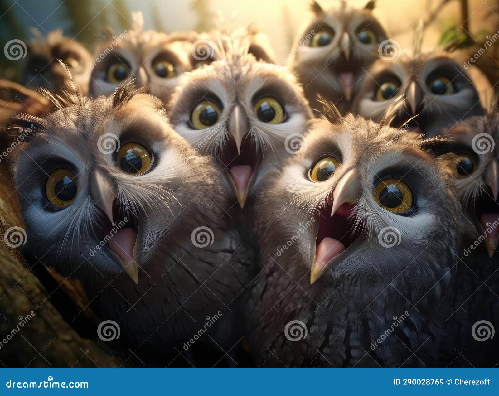 A group of owls stock illustration. Illustration of snow - 290028769