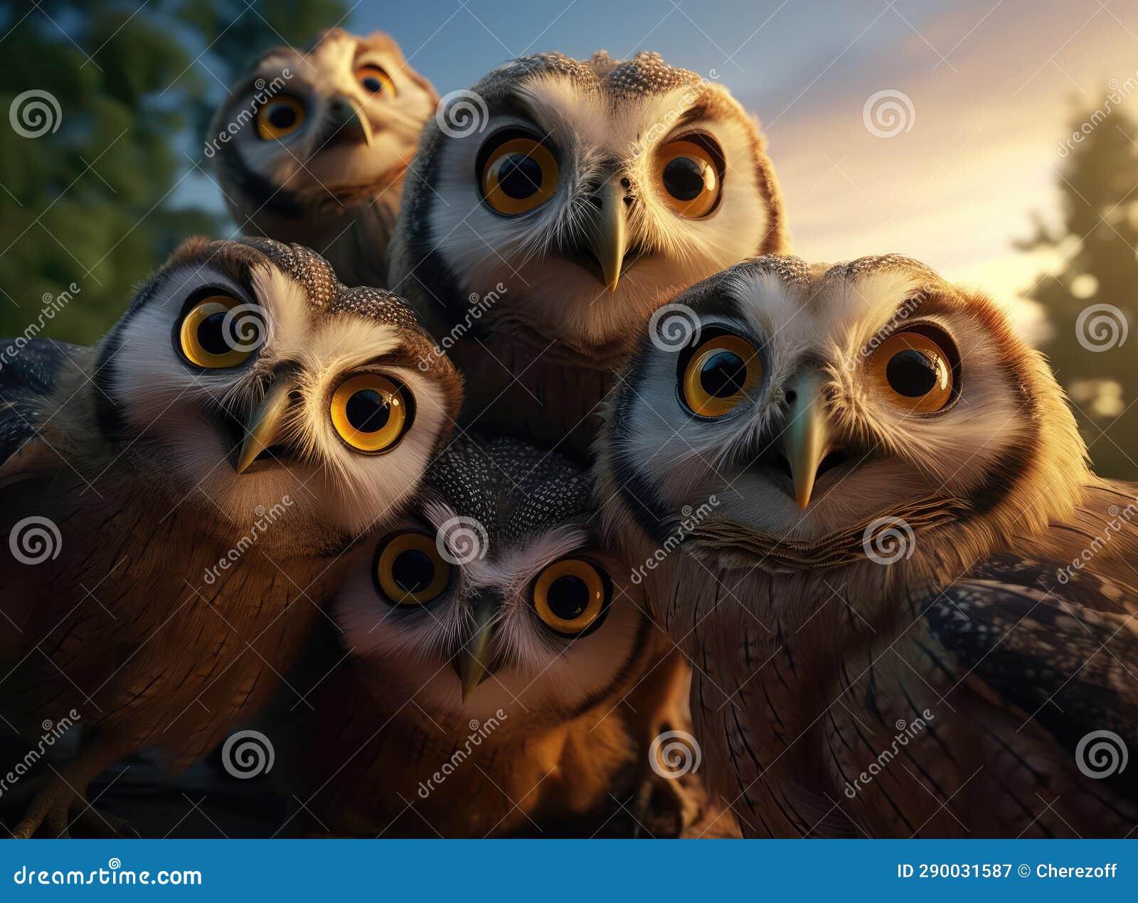 A group of owls stock illustration. Illustration of bird - 290031587