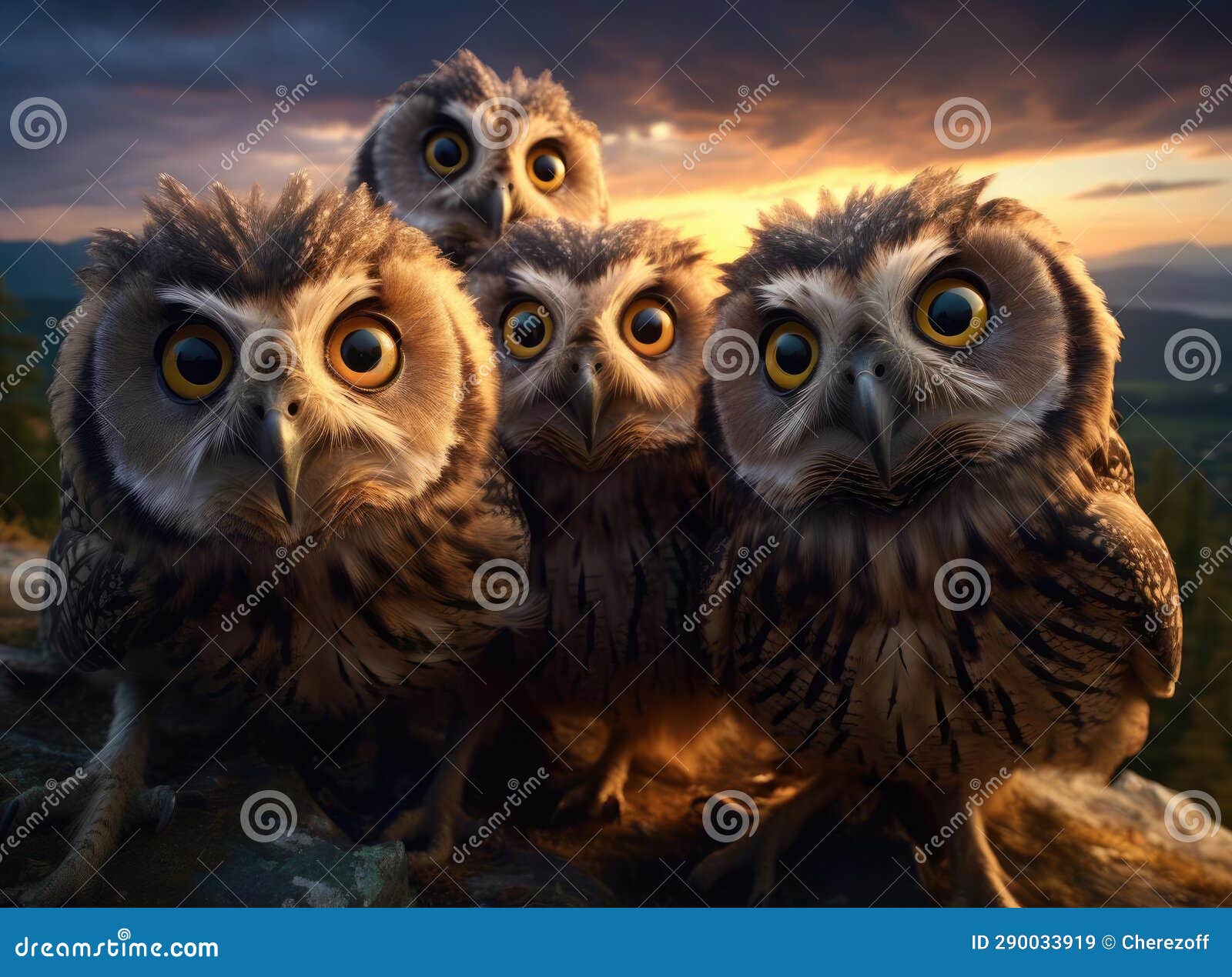 A group of owls stock illustration. Illustration of season - 290033919