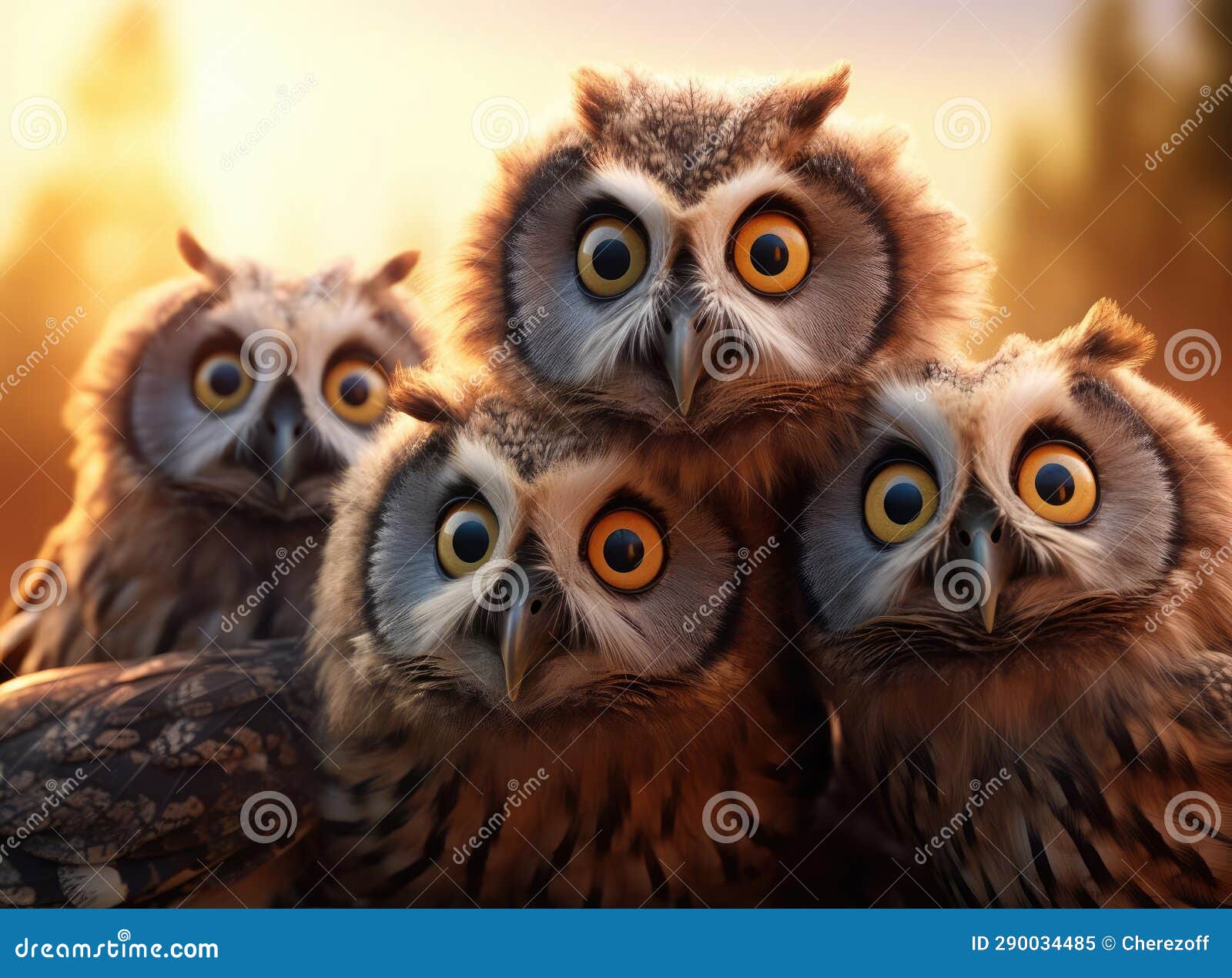 A group of owls stock illustration. Illustration of beautiful - 290034485