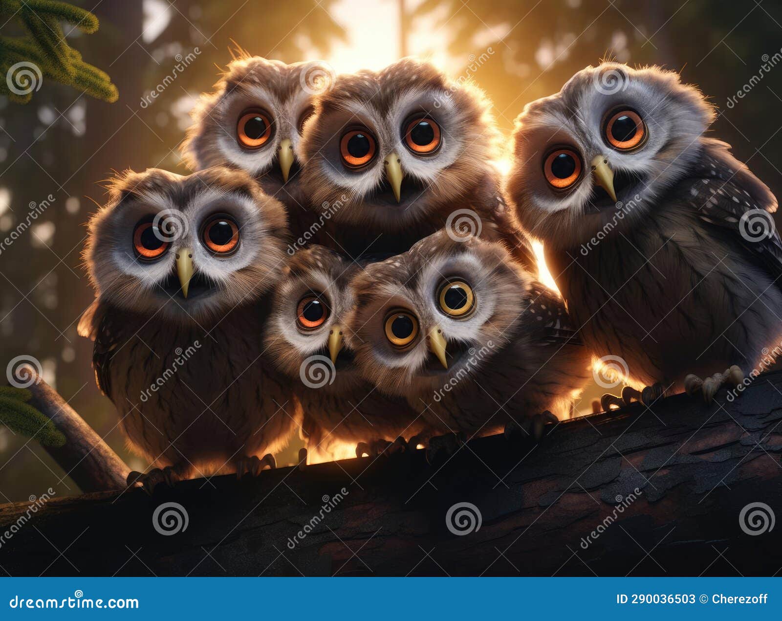 A group of owls stock illustration. Illustration of white - 290036503