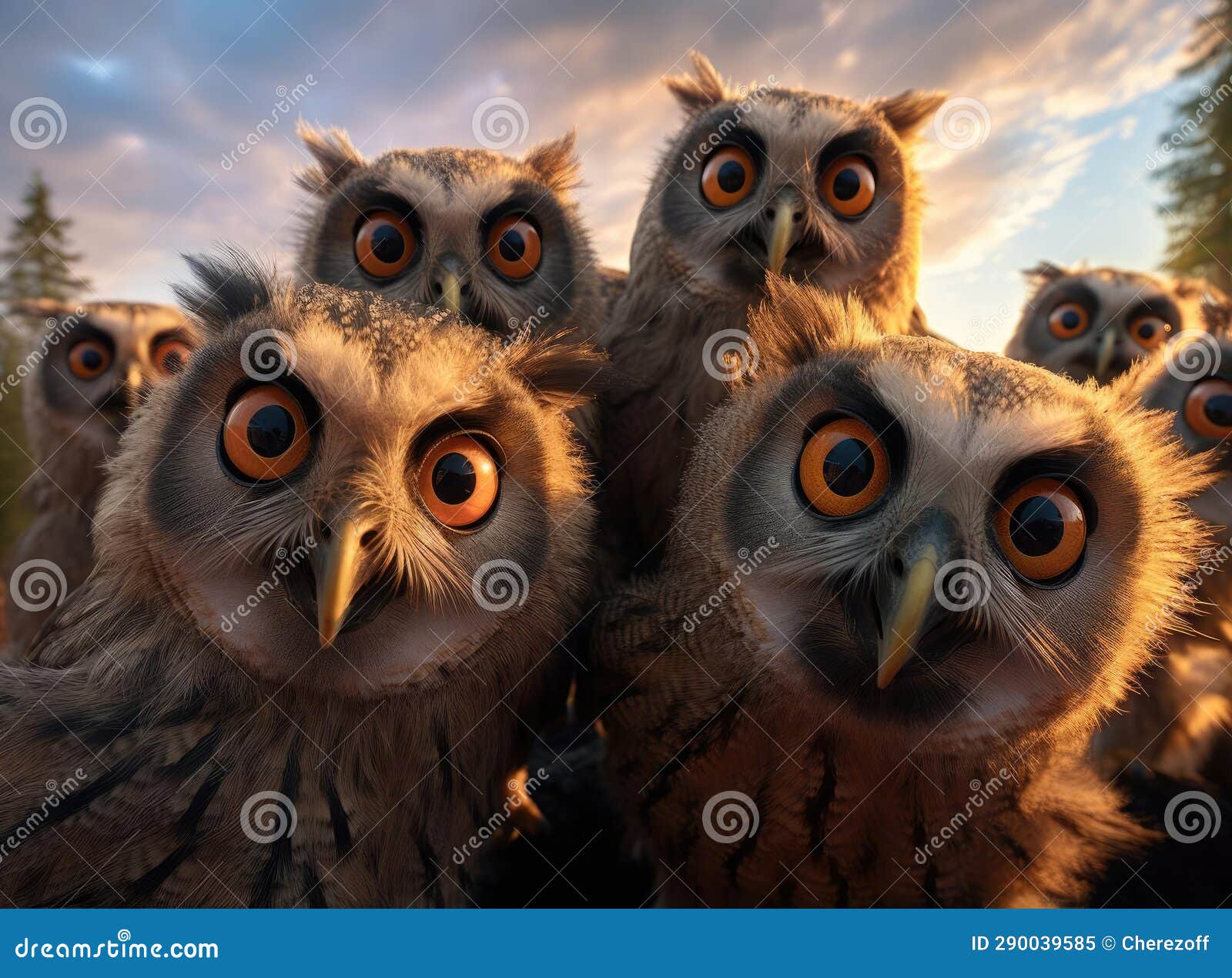 A group of owls stock image. Image of beak, feather - 290039585