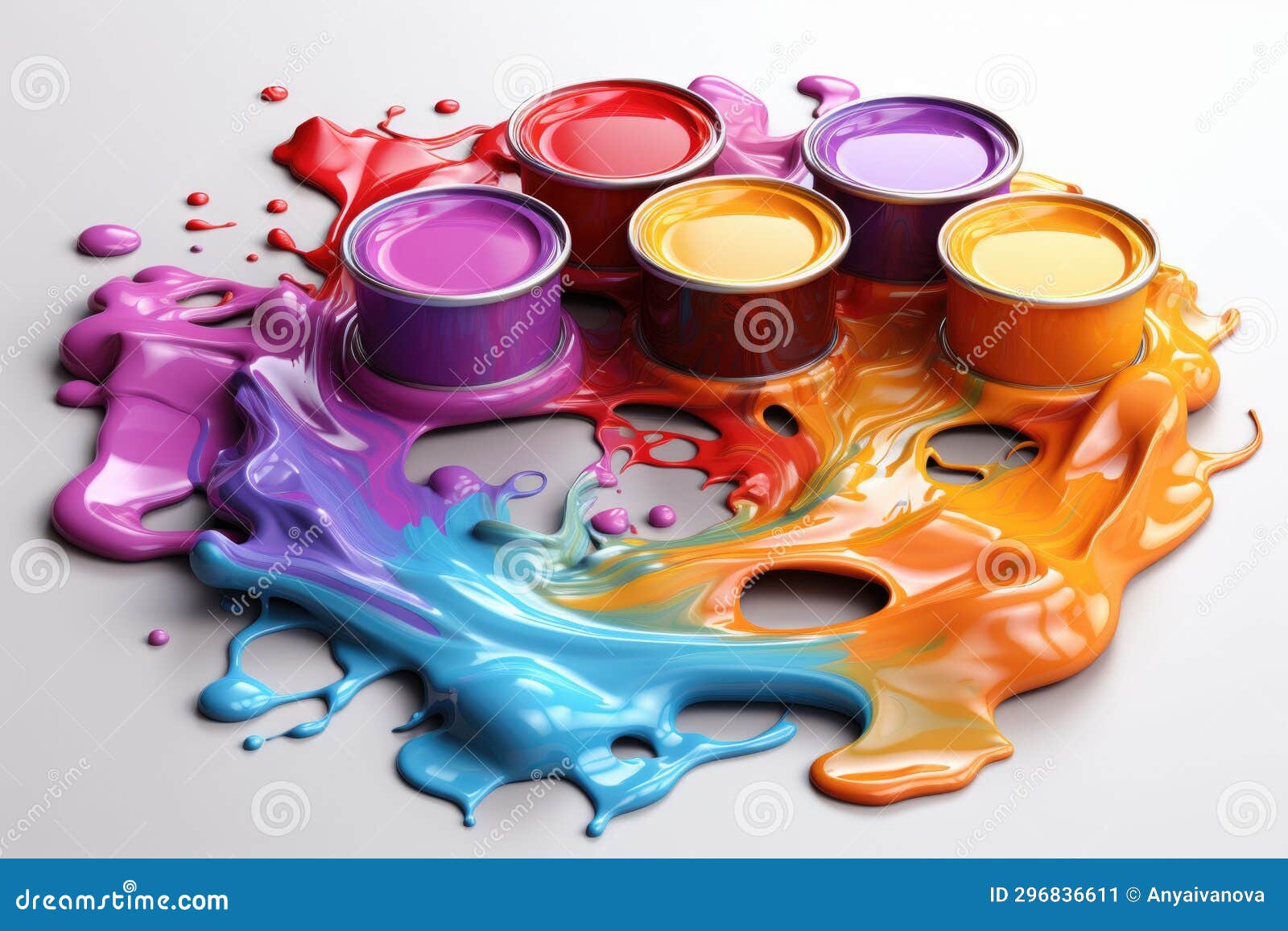 A Group of Paint Cans with Different Colors Stock Illustration ...