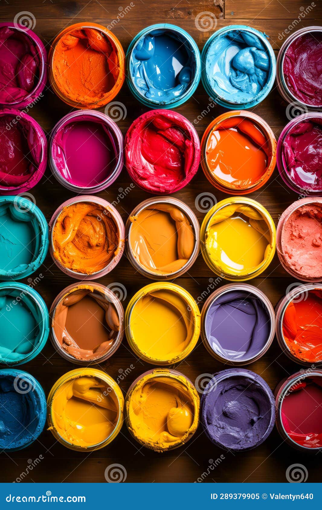 Group of Paint Cans with Different Colors of Paint in Them. Generative ...