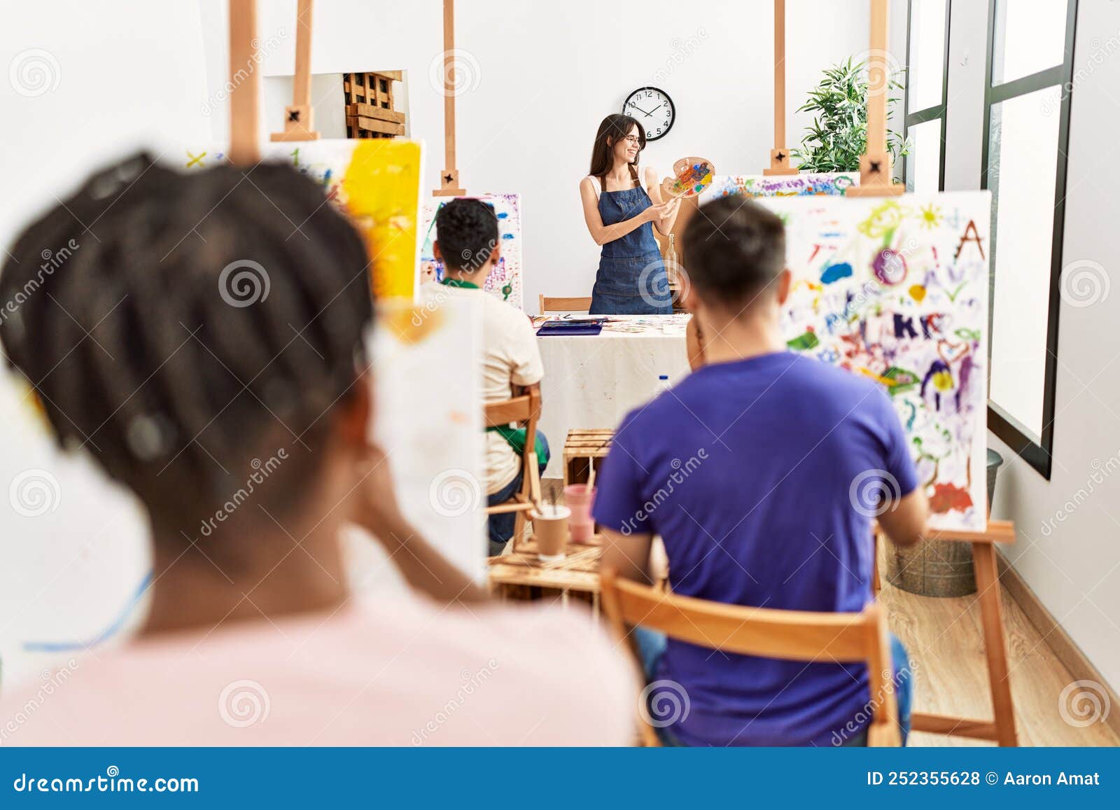 Group of Paint Students Having Draw Lesson at Art Studio Stock Photo ...