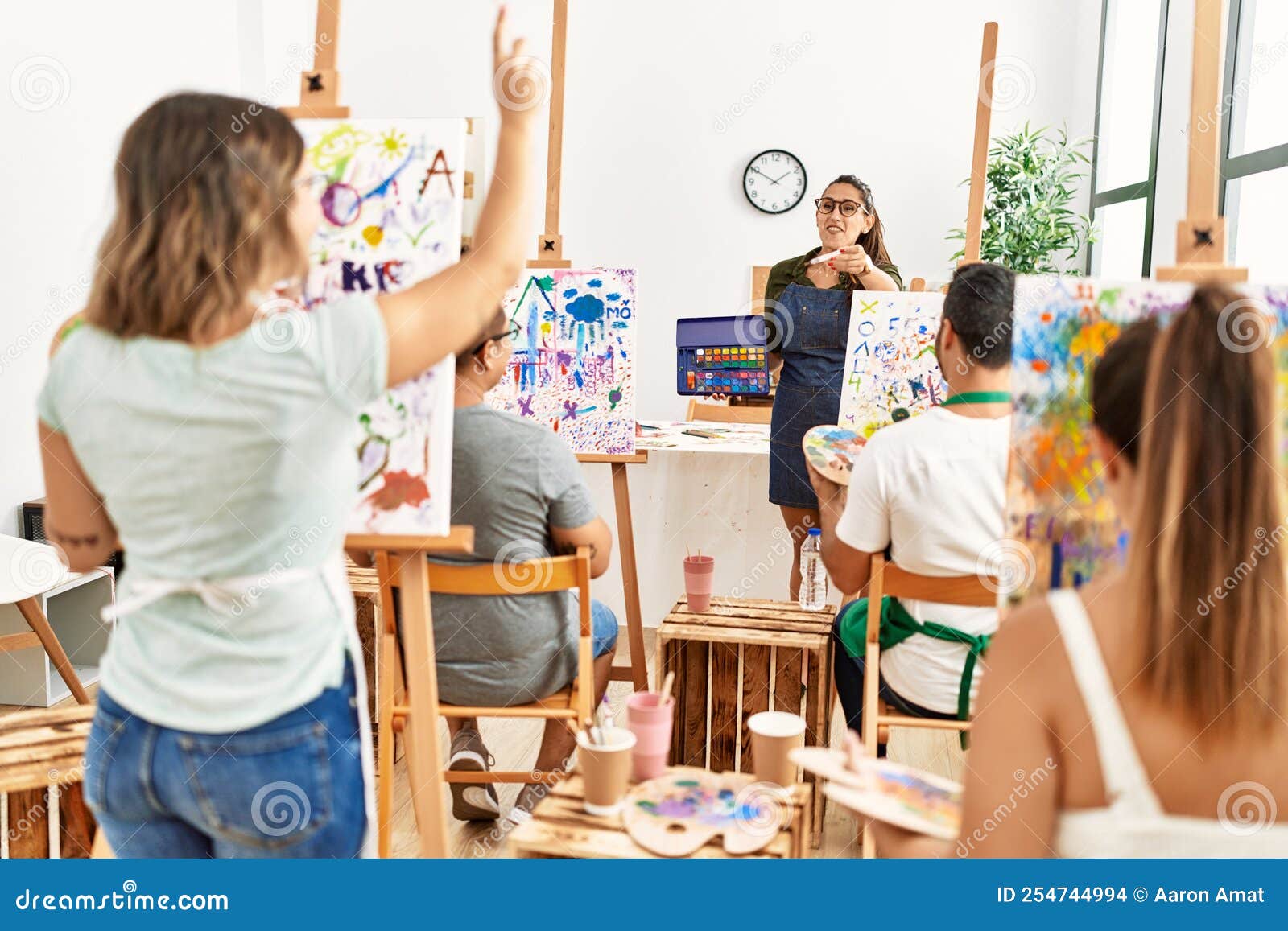 Group of Paint Students Having Draw Lesson at Art Studio Stock Photo ...