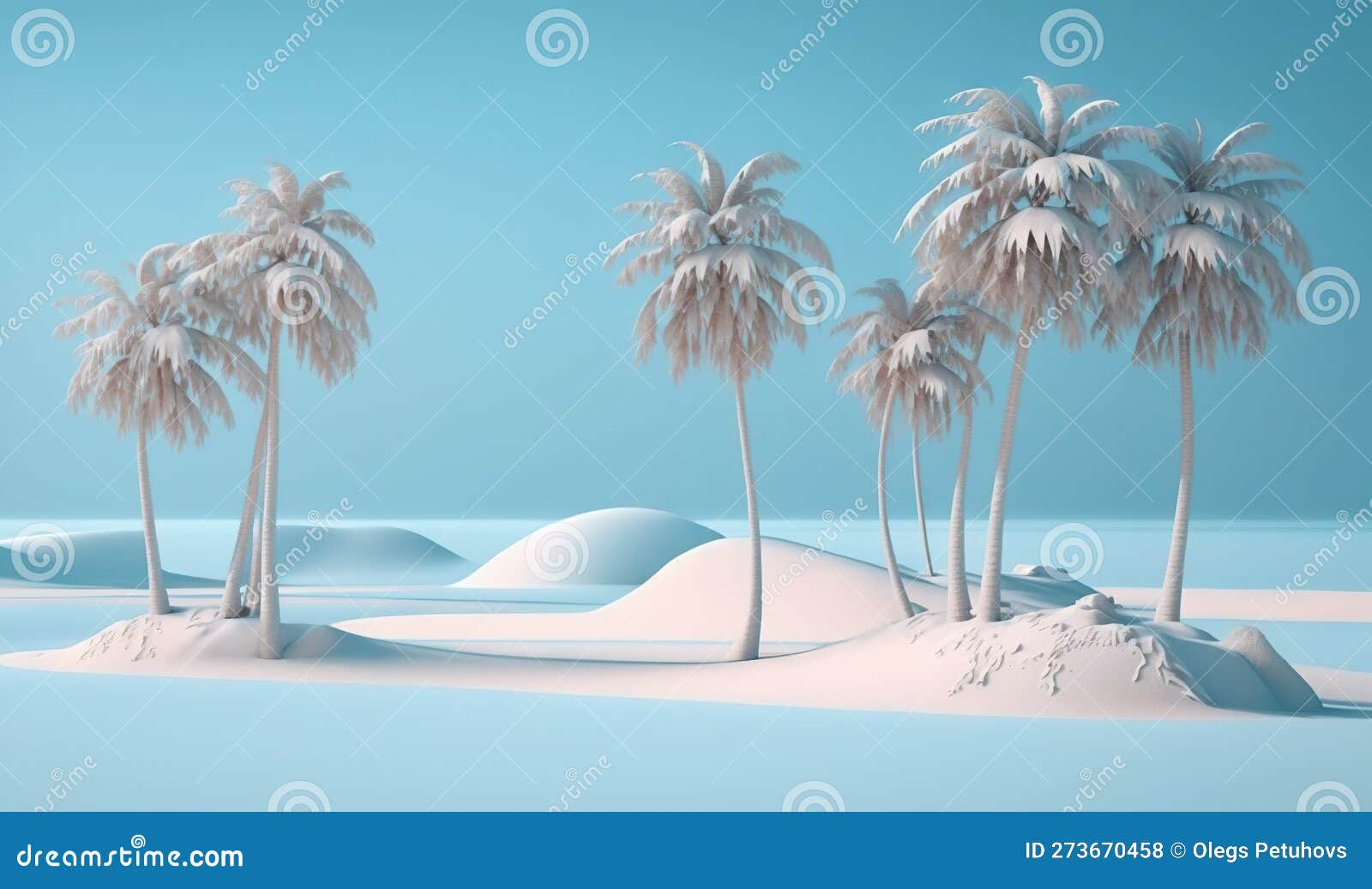 A Group of Palm Trees Standing in the Snow Next To a Hill Stock ...