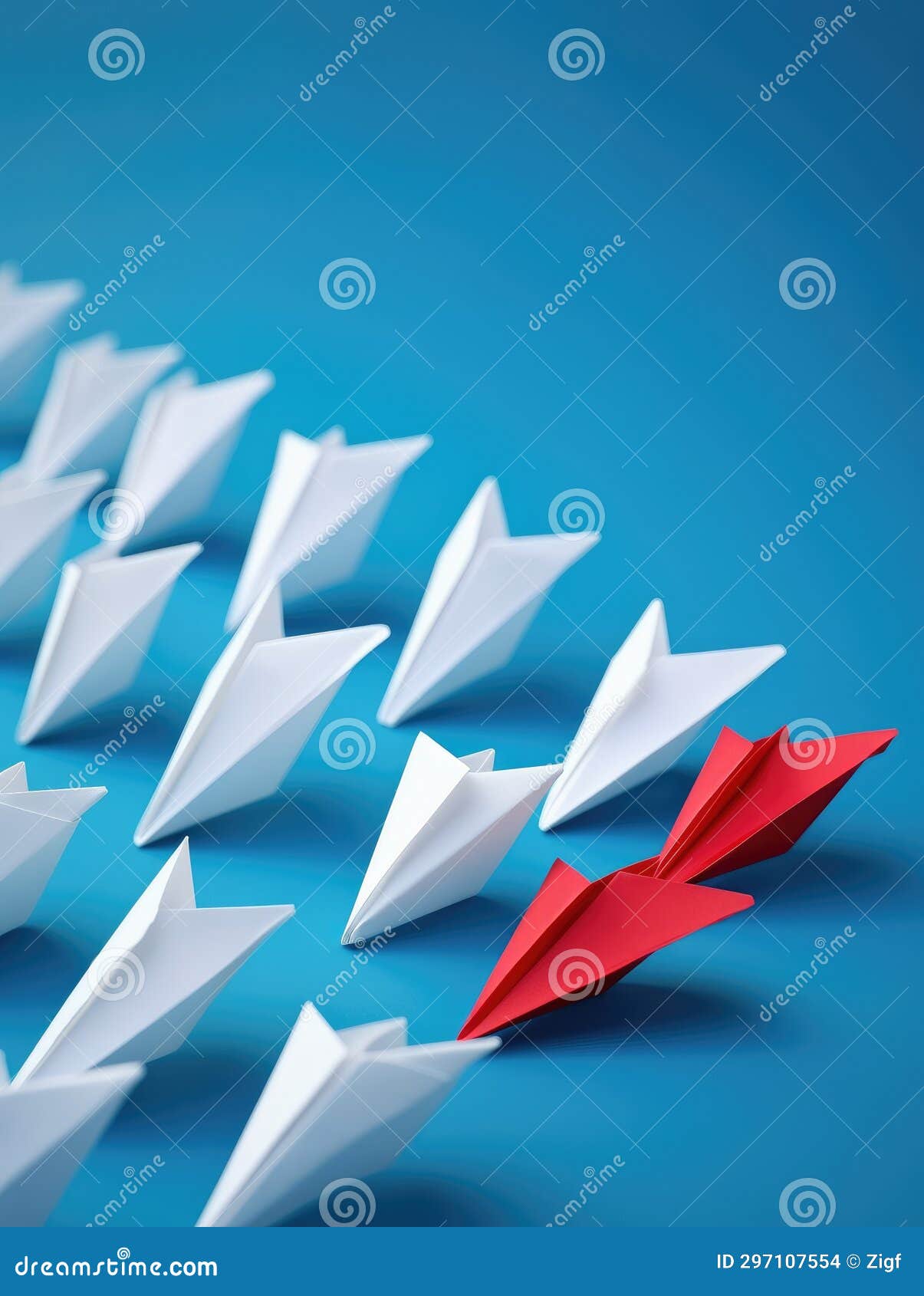 Group of Paper Airplanes with a Red Arrow in the Middle Stock ...