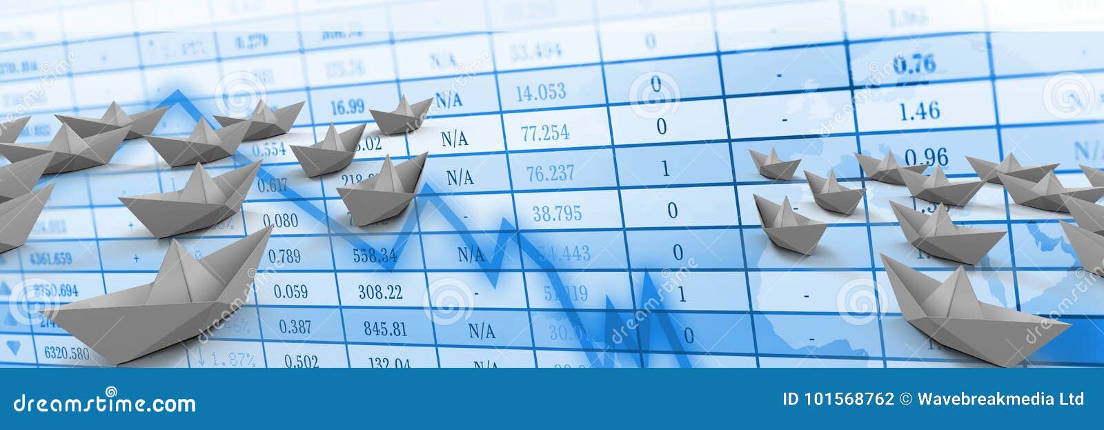 Group of Paper Boats Statistic Charts Stock Illustration - Illustration ...