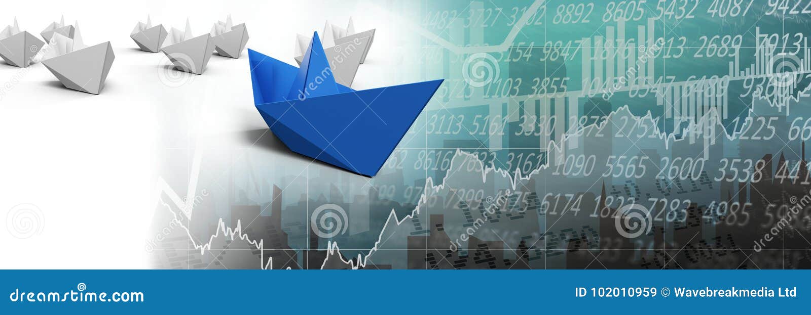 Group of Paper Boats on Statistic Charts Stock Illustration ...
