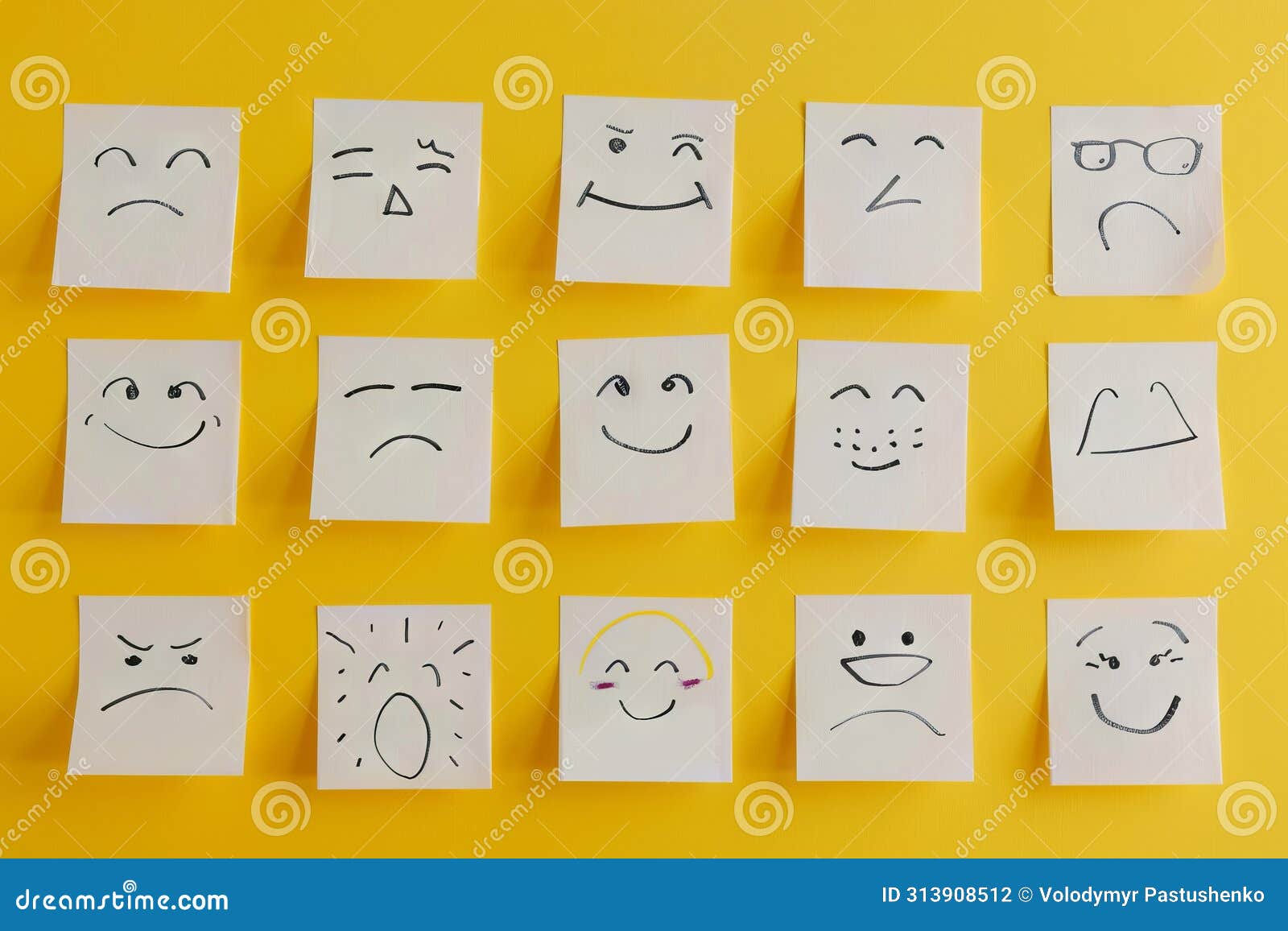 A Group of Paper Faces with Different Expressions. Generative AI Stock ...