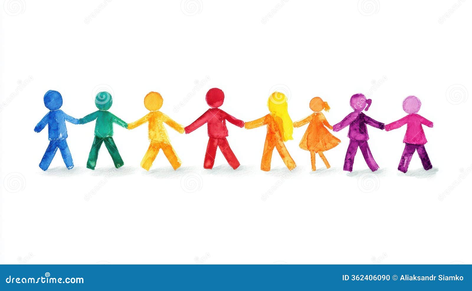 A Group of Paper People Holding Hands Stock Illustration - Illustration ...